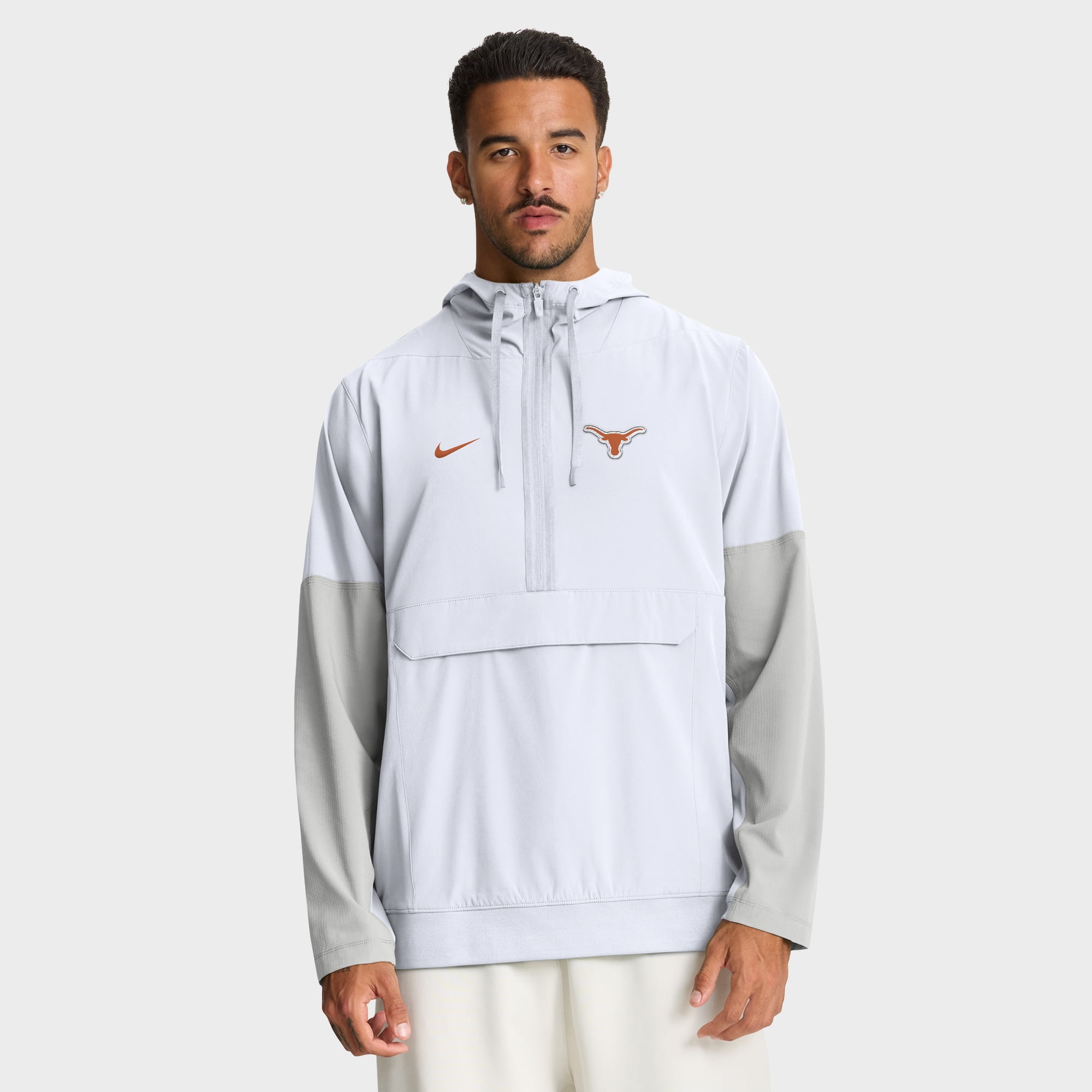 Men's Nike White Texas Longhorns Anorak Half-Zip Hoodie Jacket ...