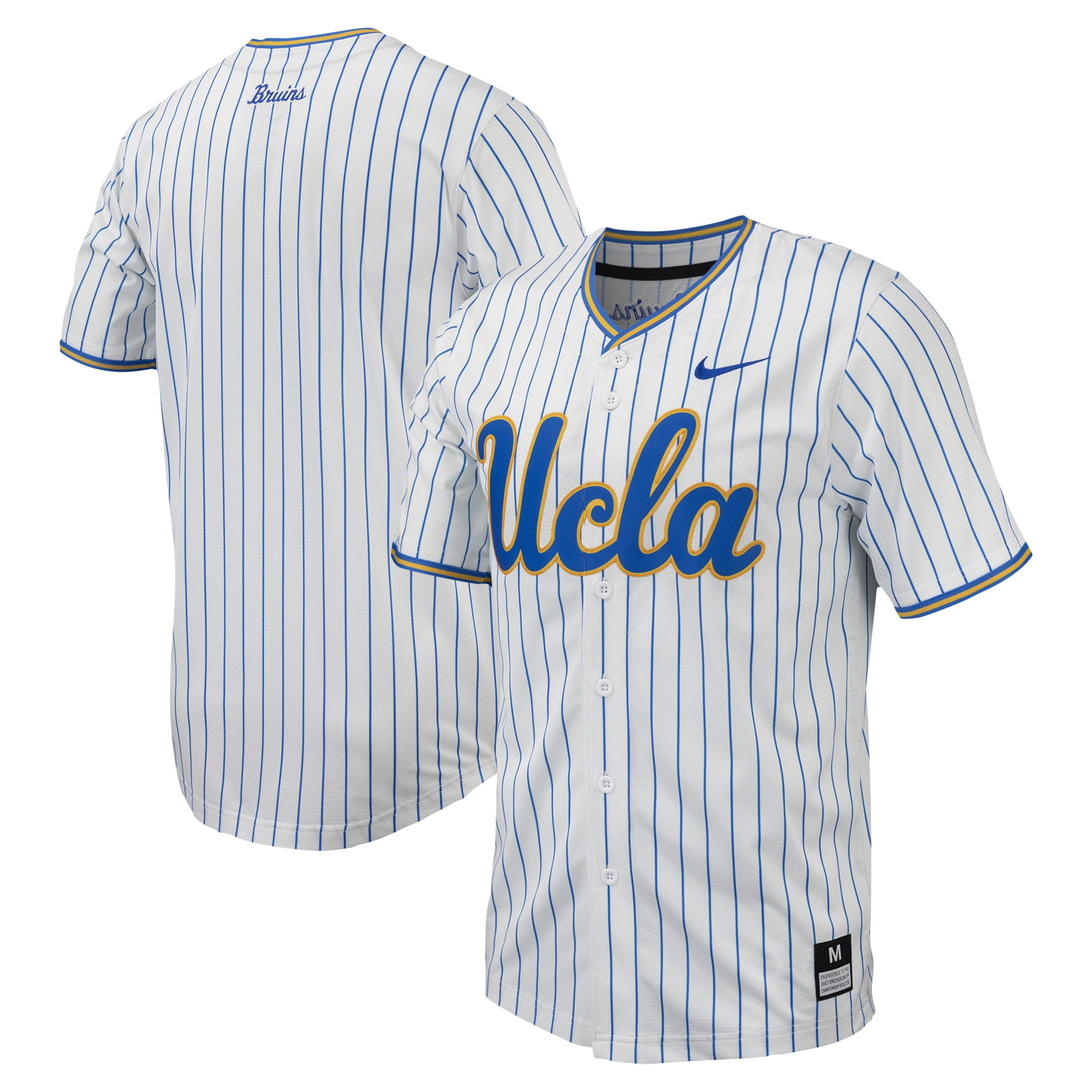 Men's Nike White UCLA Bruins Pinstripe Replica Baseball Jersey ...
