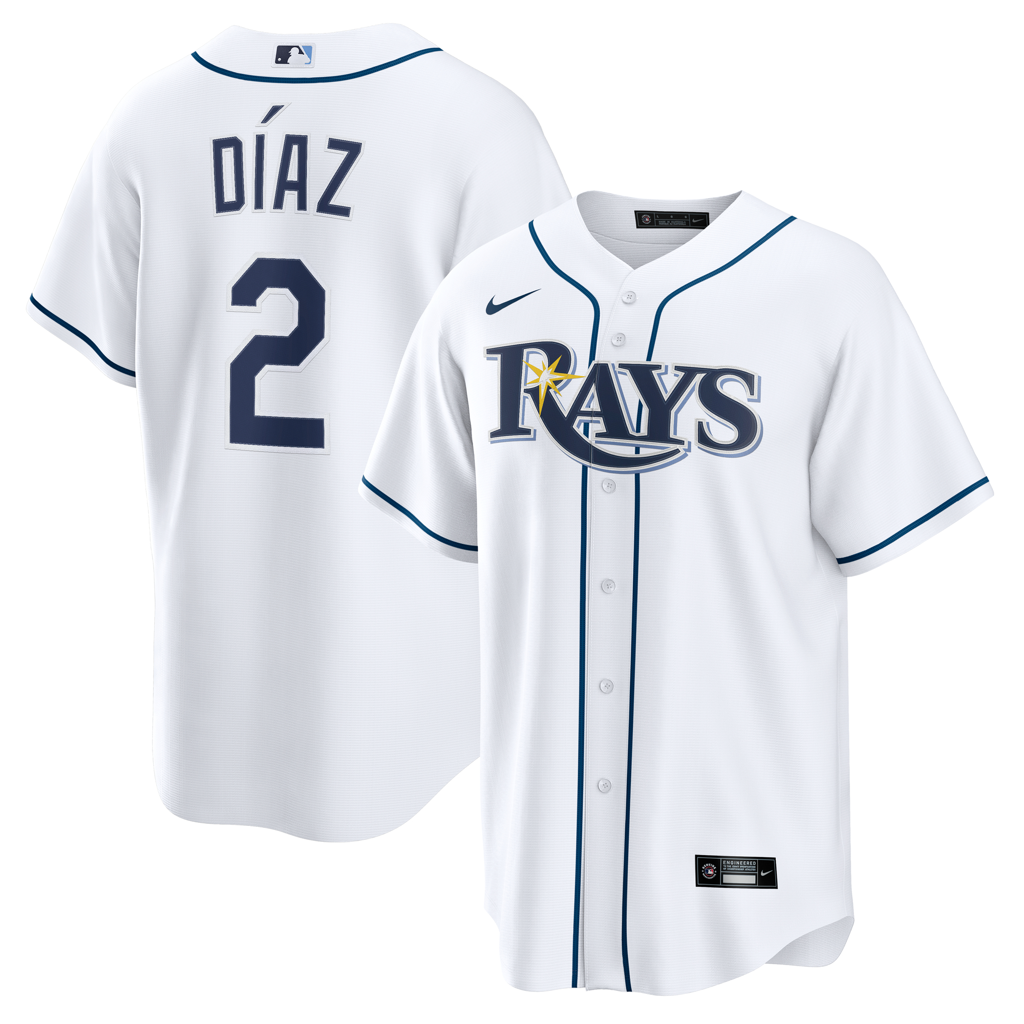 Men's Nike Yandy D-az White Tampa Bay Rays Home Replica Jersey ...