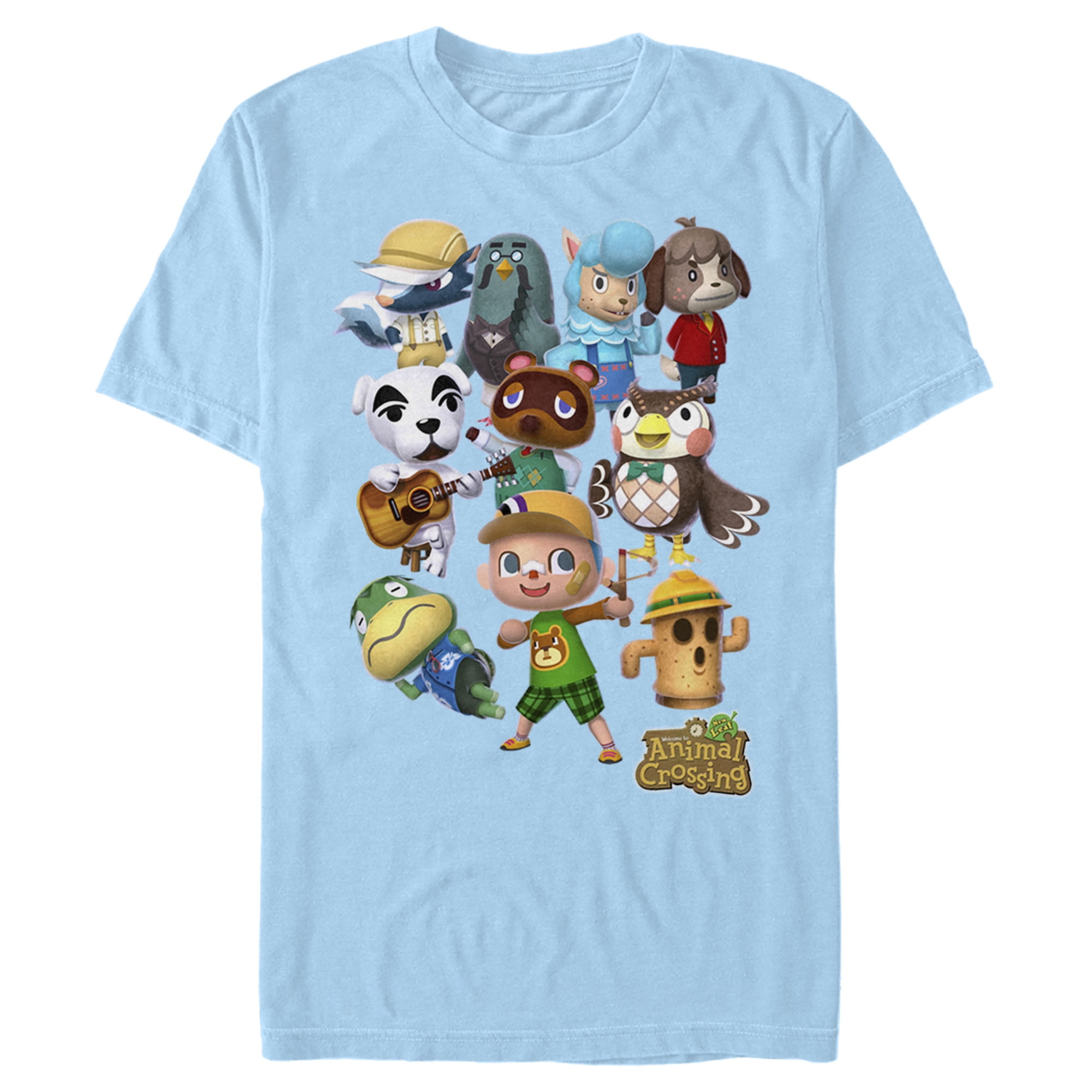Men's Nintendo Animal Crossing New Leaf Gang Graphic Tee Light Blue ...