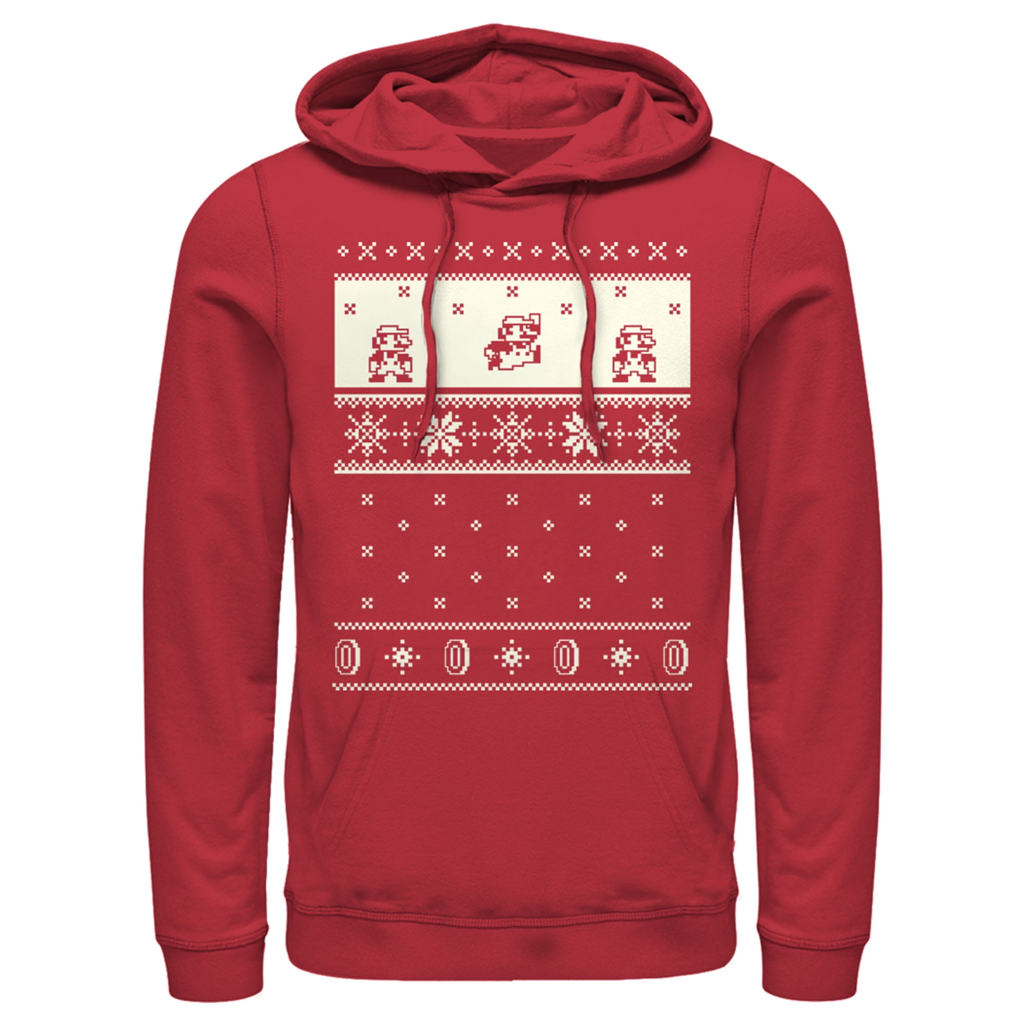 Men's Nintendo Christmas Sweater Mario Pull Over Hoodie Red 2X Large ...