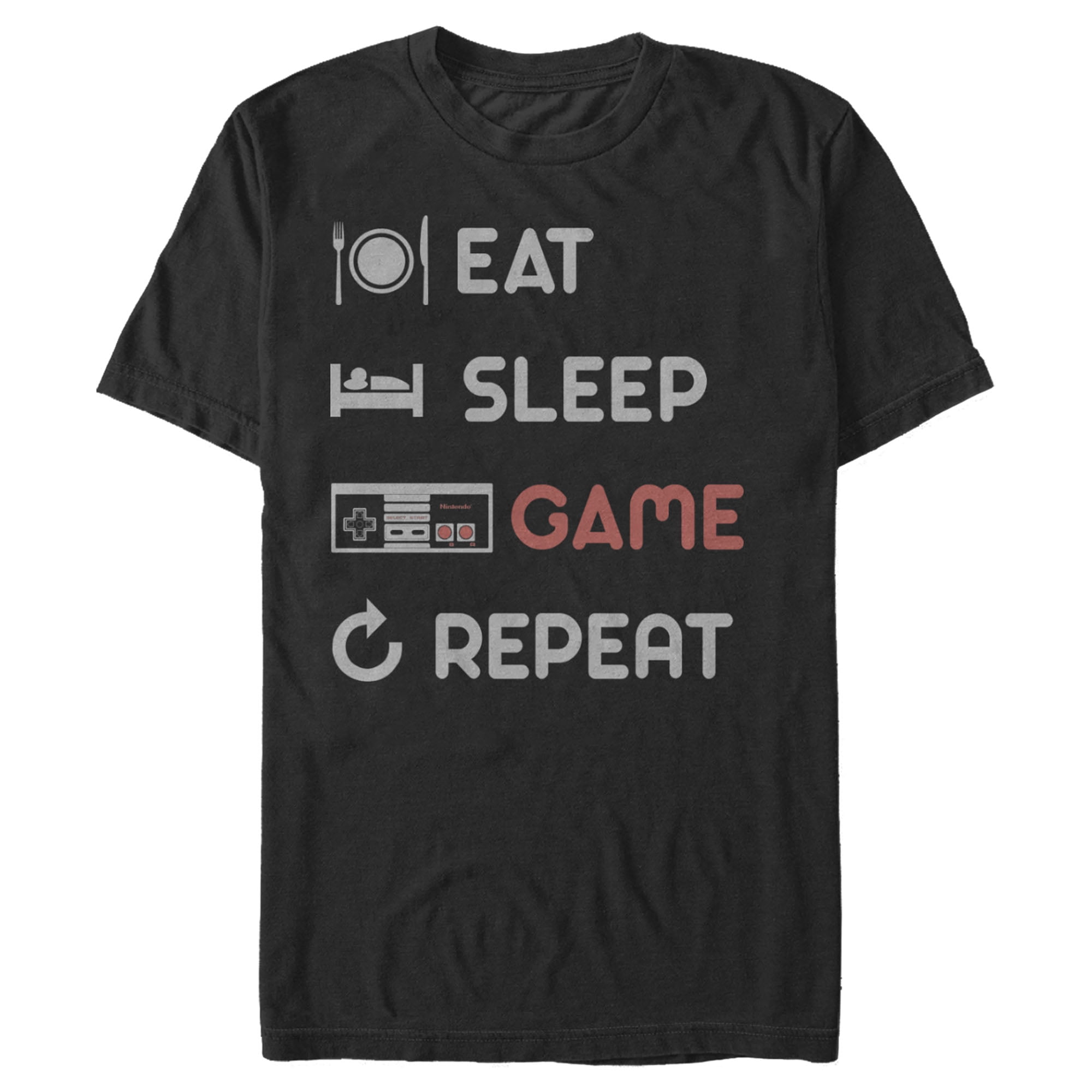 Men's Nintendo Eat Sleep NES Game Repeat Graphic Tee Black Small ...