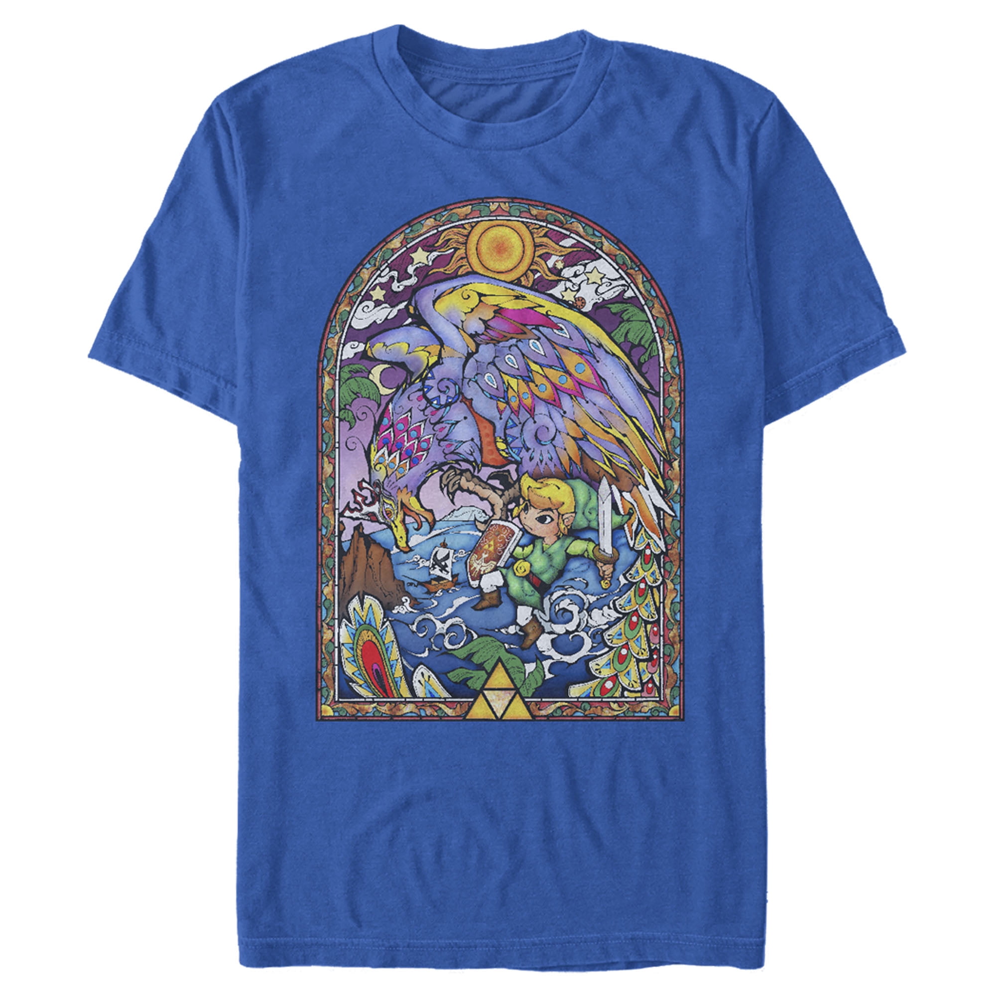 Men's Nintendo Helmaroc King Stained Glass Window Graphic Tee Royal ...