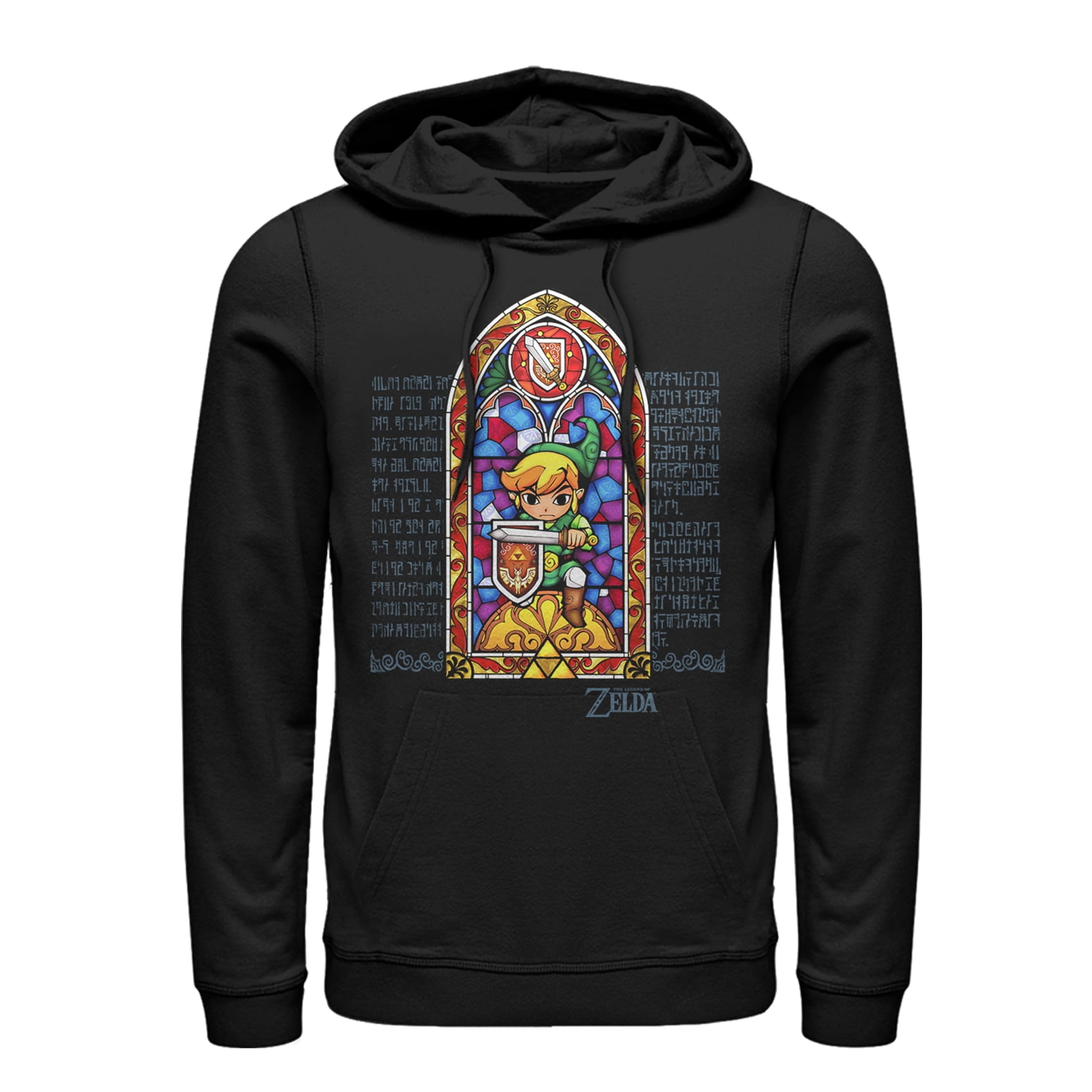 Nintendo Men's Legend of Zelda Stained Glass Sweatshirt, Black Pullover ...
