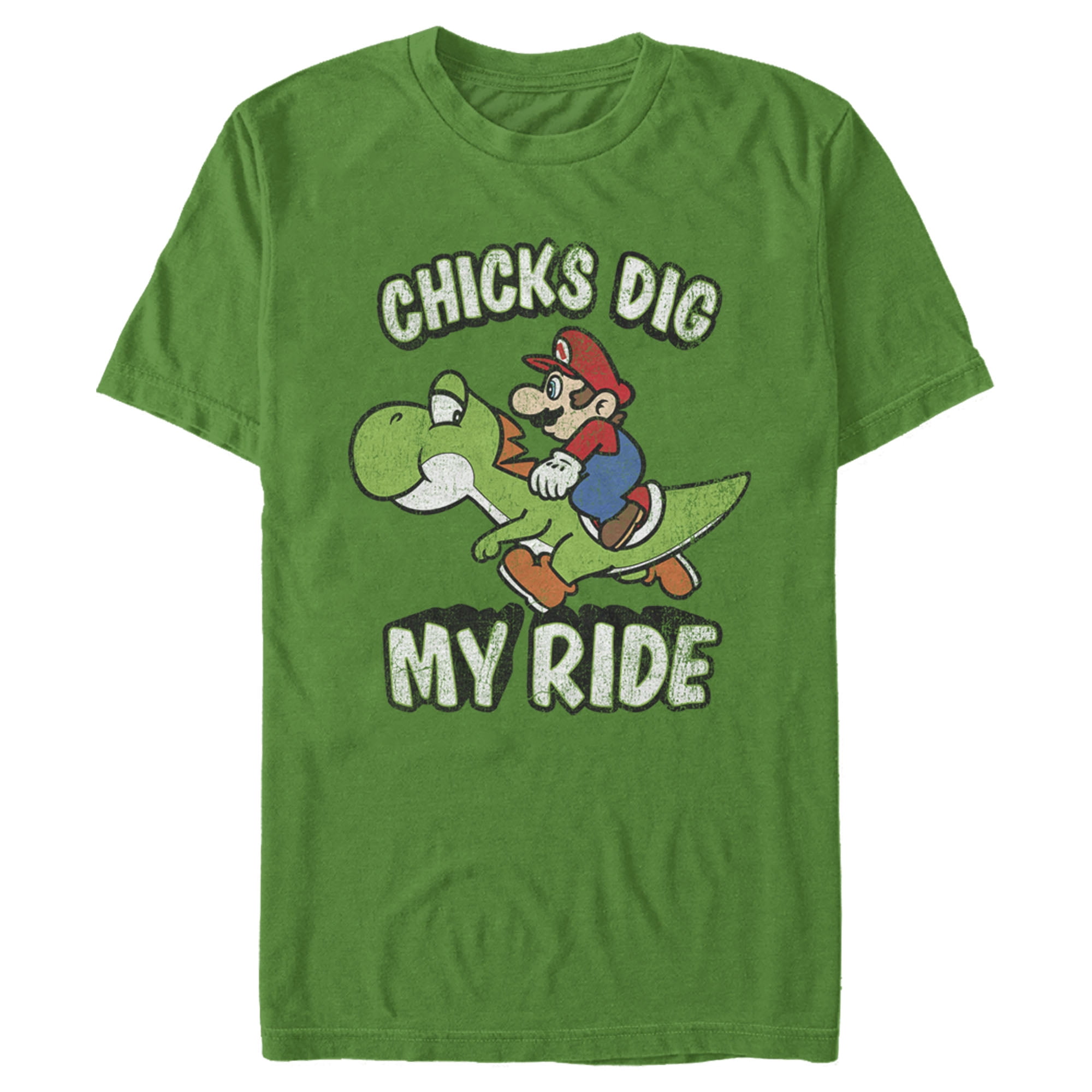Men's Nintendo Mario Chicks Dig Ride Graphic Tee Kelly Green Medium ...