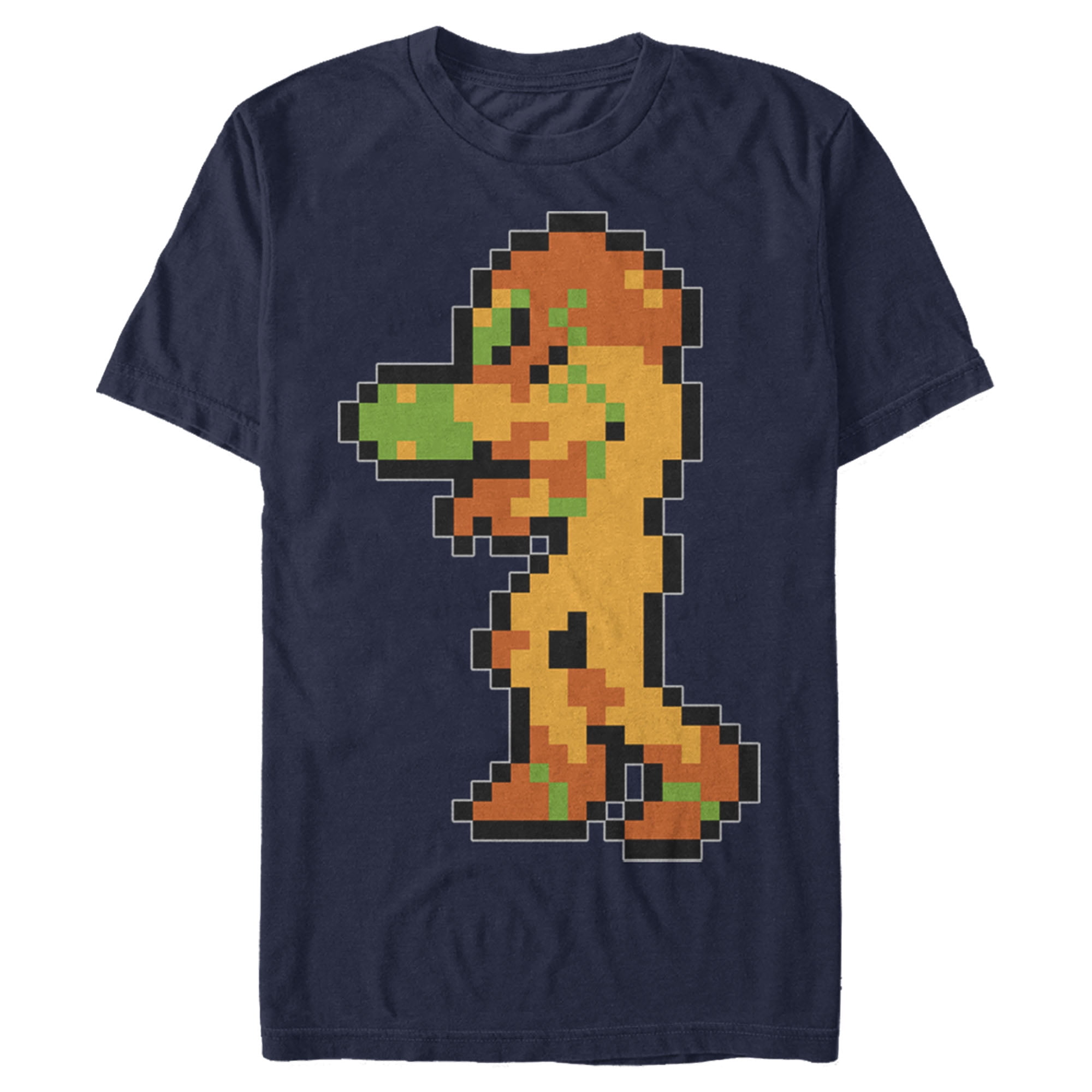 Men's Nintendo Metroid Pixelated Samus Graphic Tee Navy Blue X Large ...