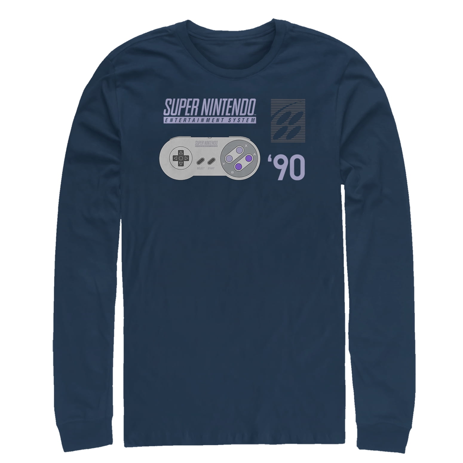 Men's Nintendo SNES Controller '90 Long Sleeve Shirt Navy Blue X Large ...