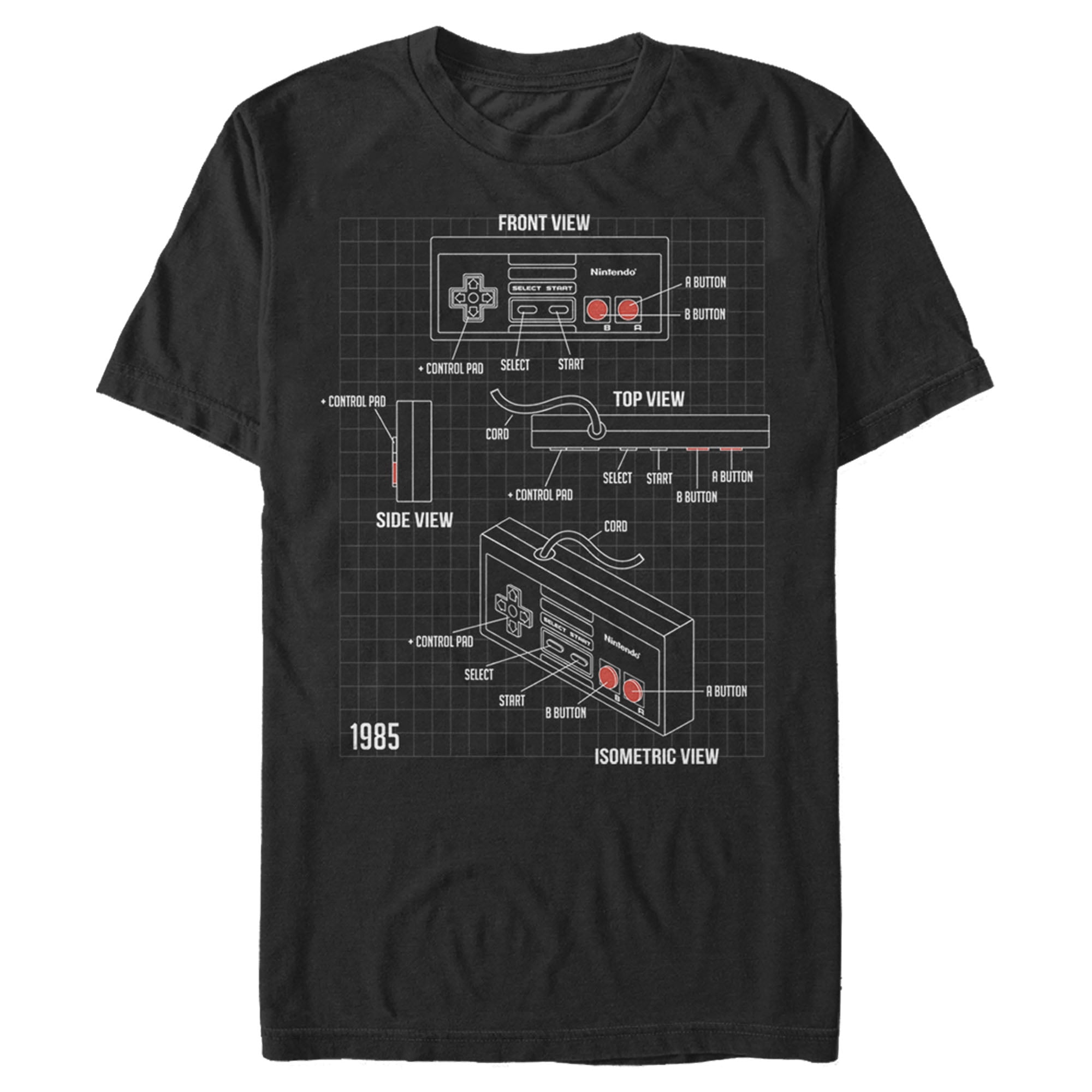 Men's Nintendo Schematic NES Controller Graphic Tee Black 2X Large ...