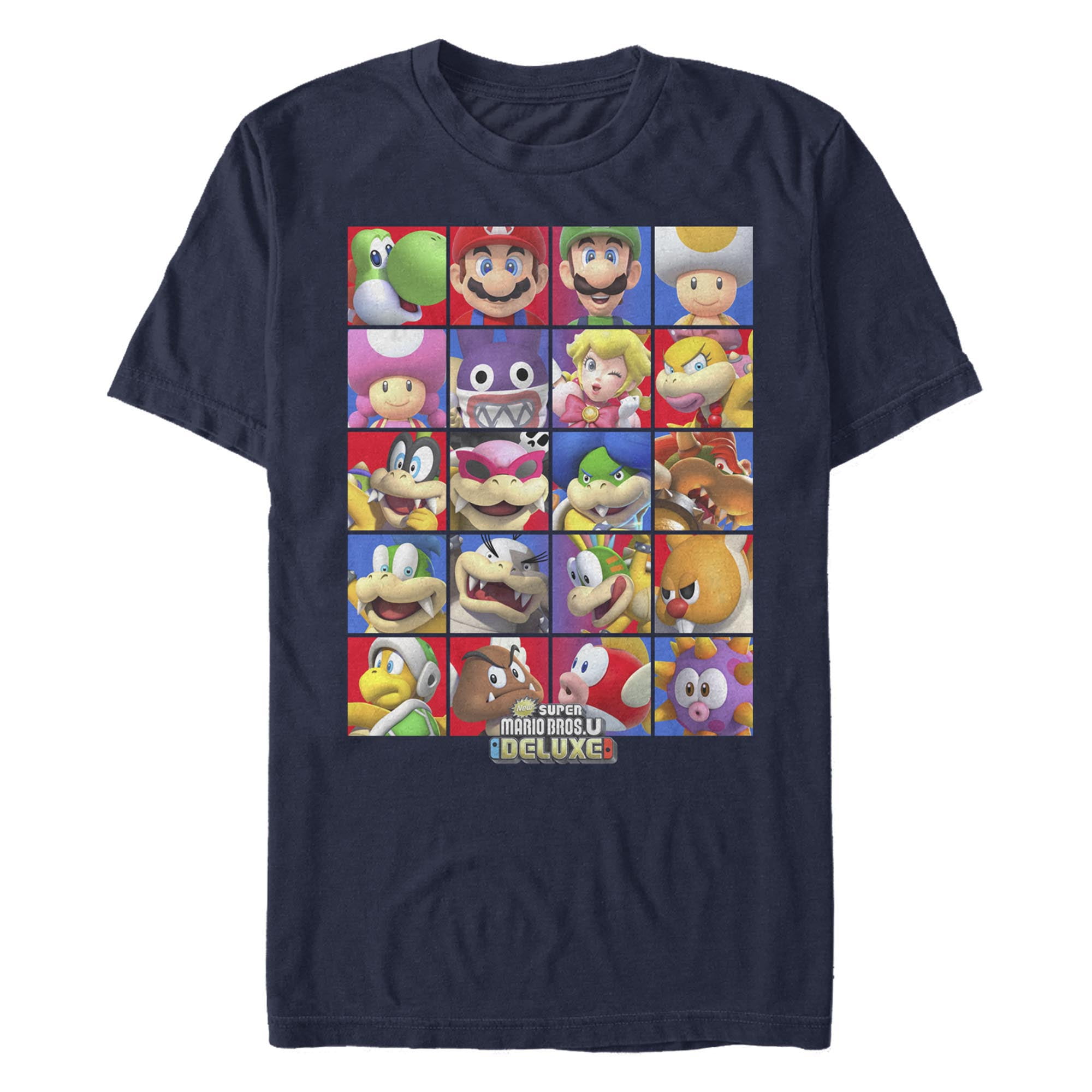 Men's Nintendo Super Mario Bros. U Deluxe Character Squares Graphic T ...