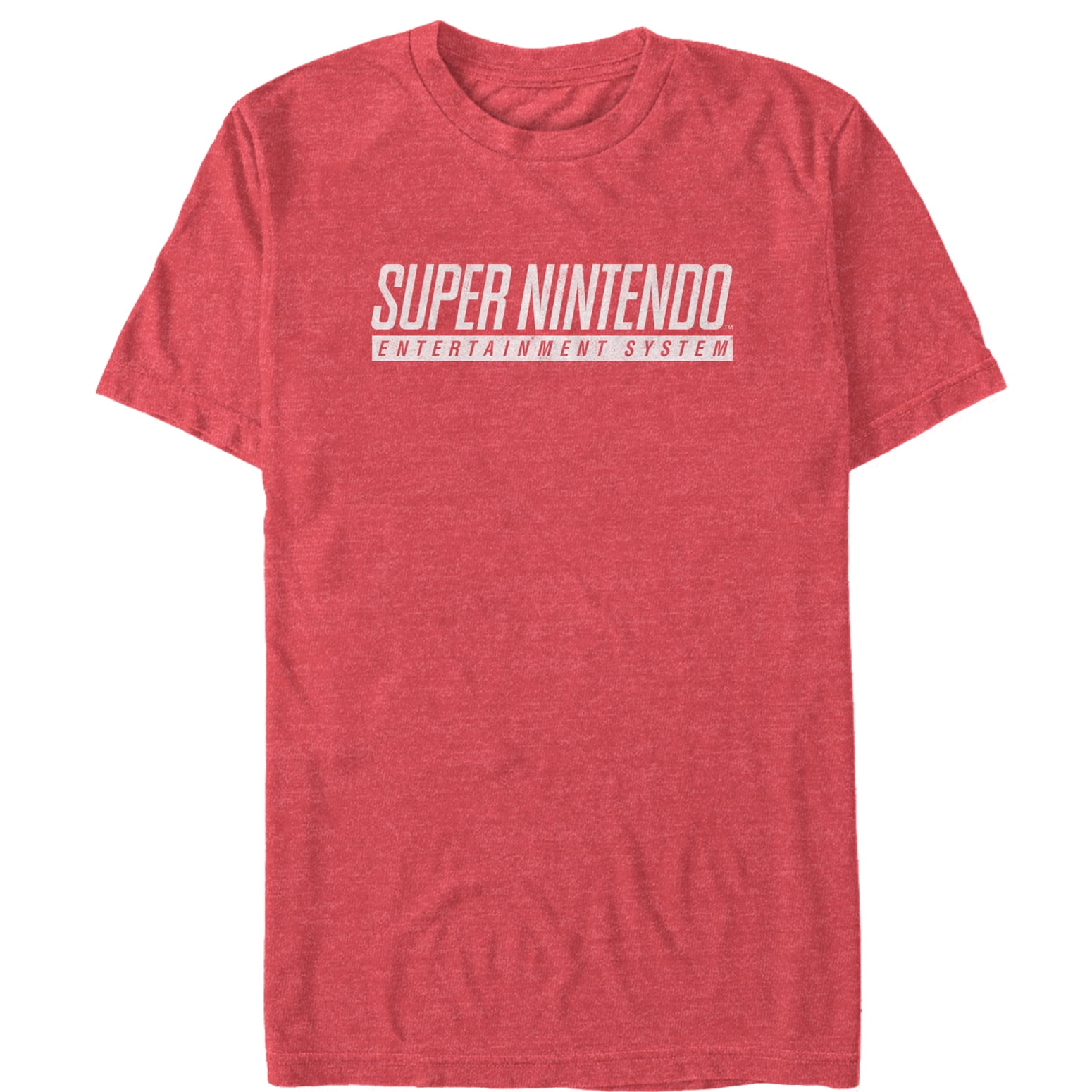 Men's Nintendo Super NES Text Logo Graphic Tee Red Heather 2X Large ...