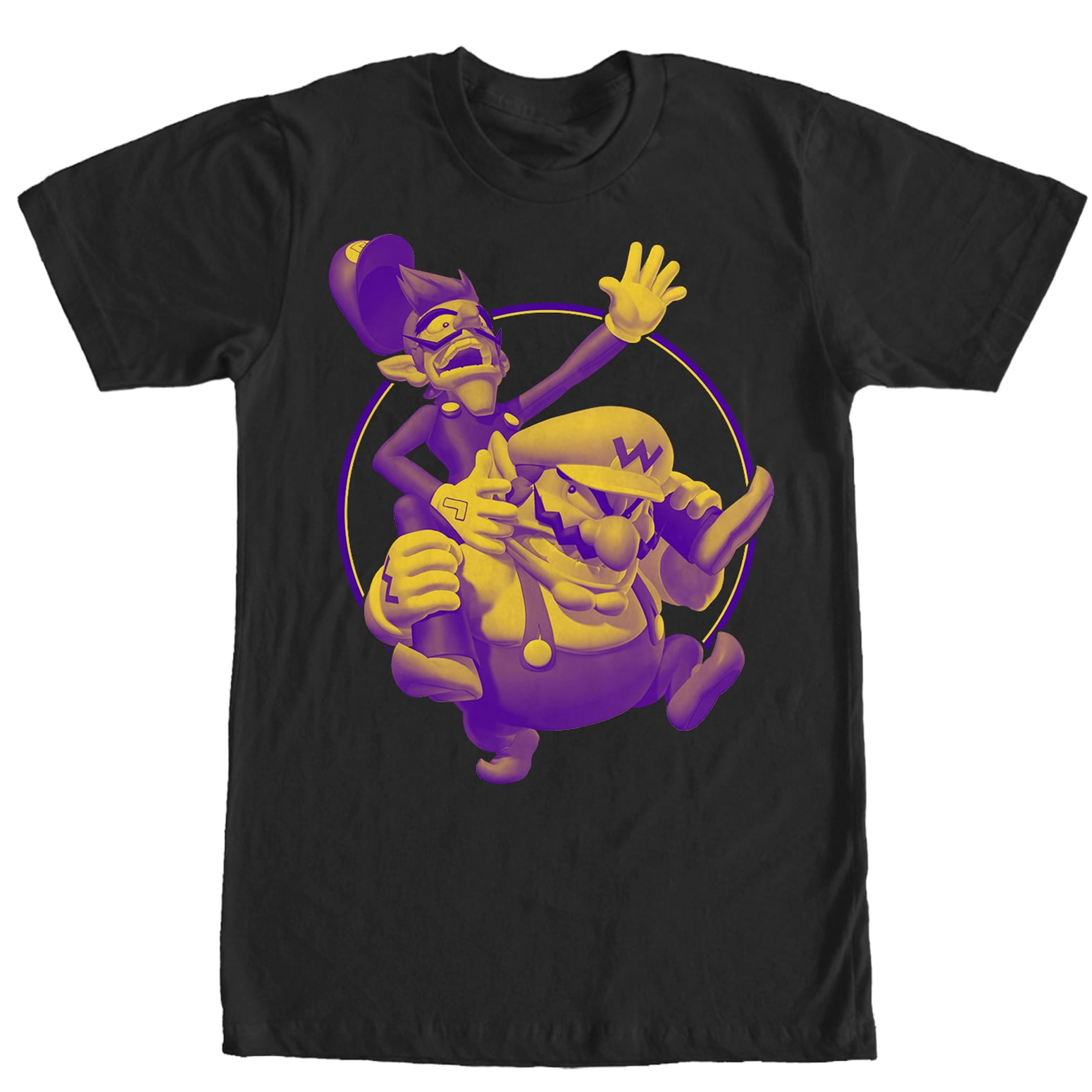 Men's Nintendo Wario Brothers Circle Graphic Tee Black 2X Large ...