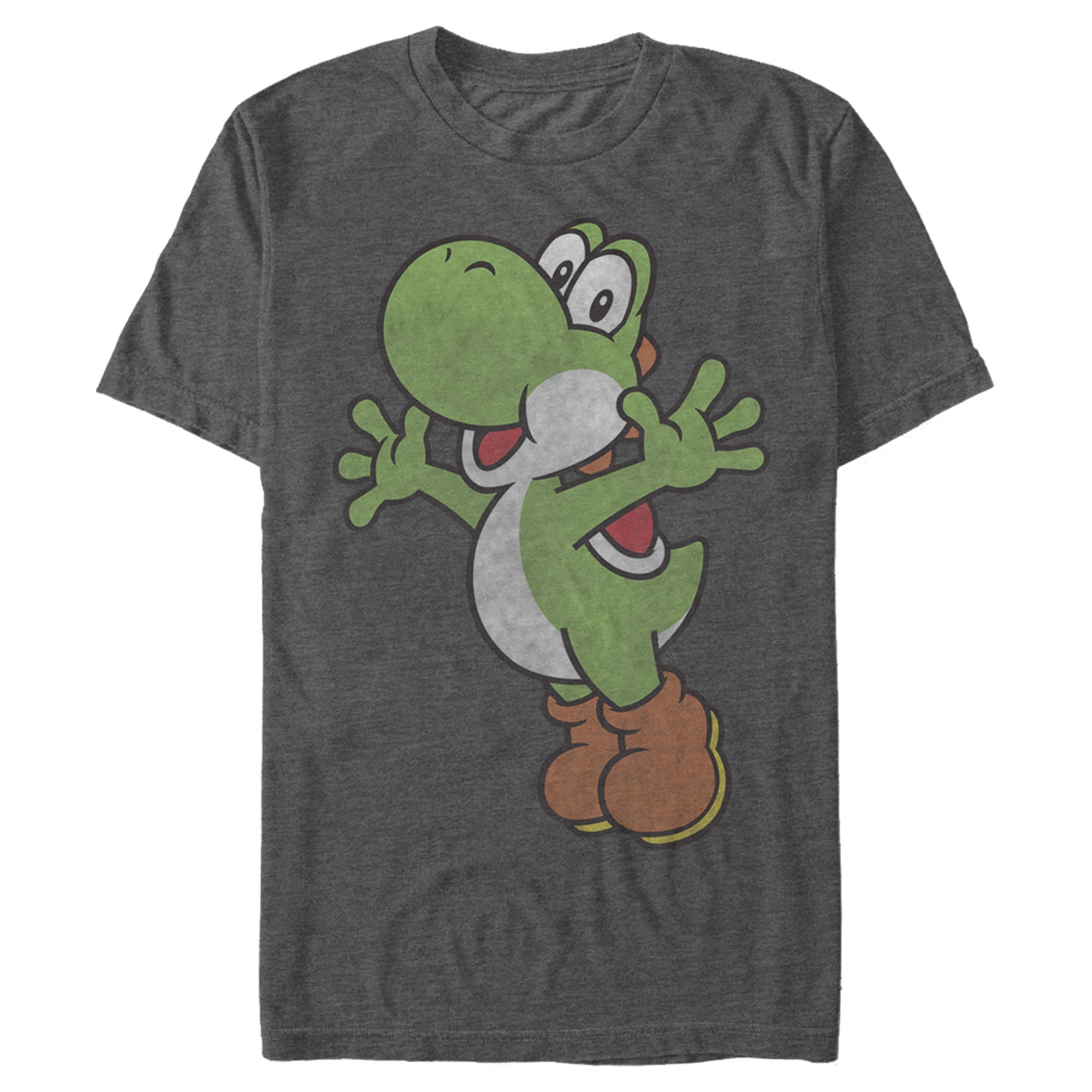 Men's Nintendo Yoshi Smiling Jumping Graphic Tee Charcoal Heather 2X ...