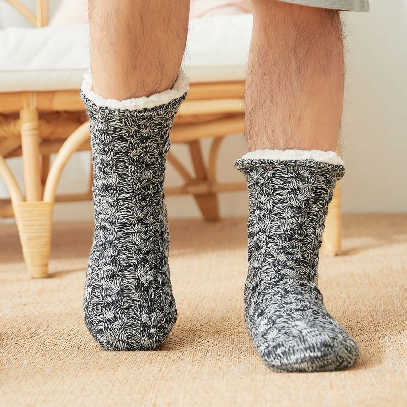 Men's Non-Skid Slipper Socks, Plush Fuzzy Design for Ultimate ...