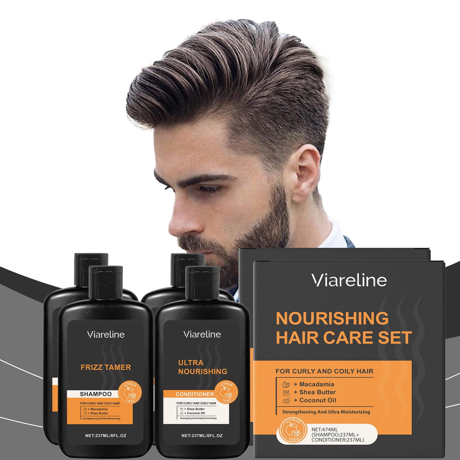 Men's Nourishing Hair Care Set - Cleanses Scalp Reduces Frizz Suitable ...