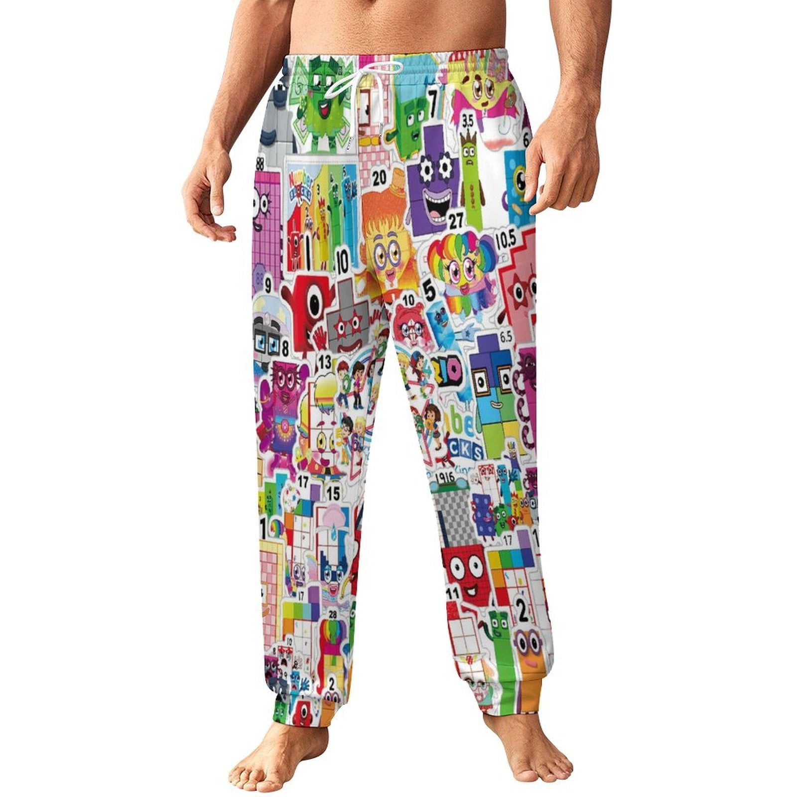 Men's Number Cartoon Show Block Jogger Sweatpants Stylish Loose ...
