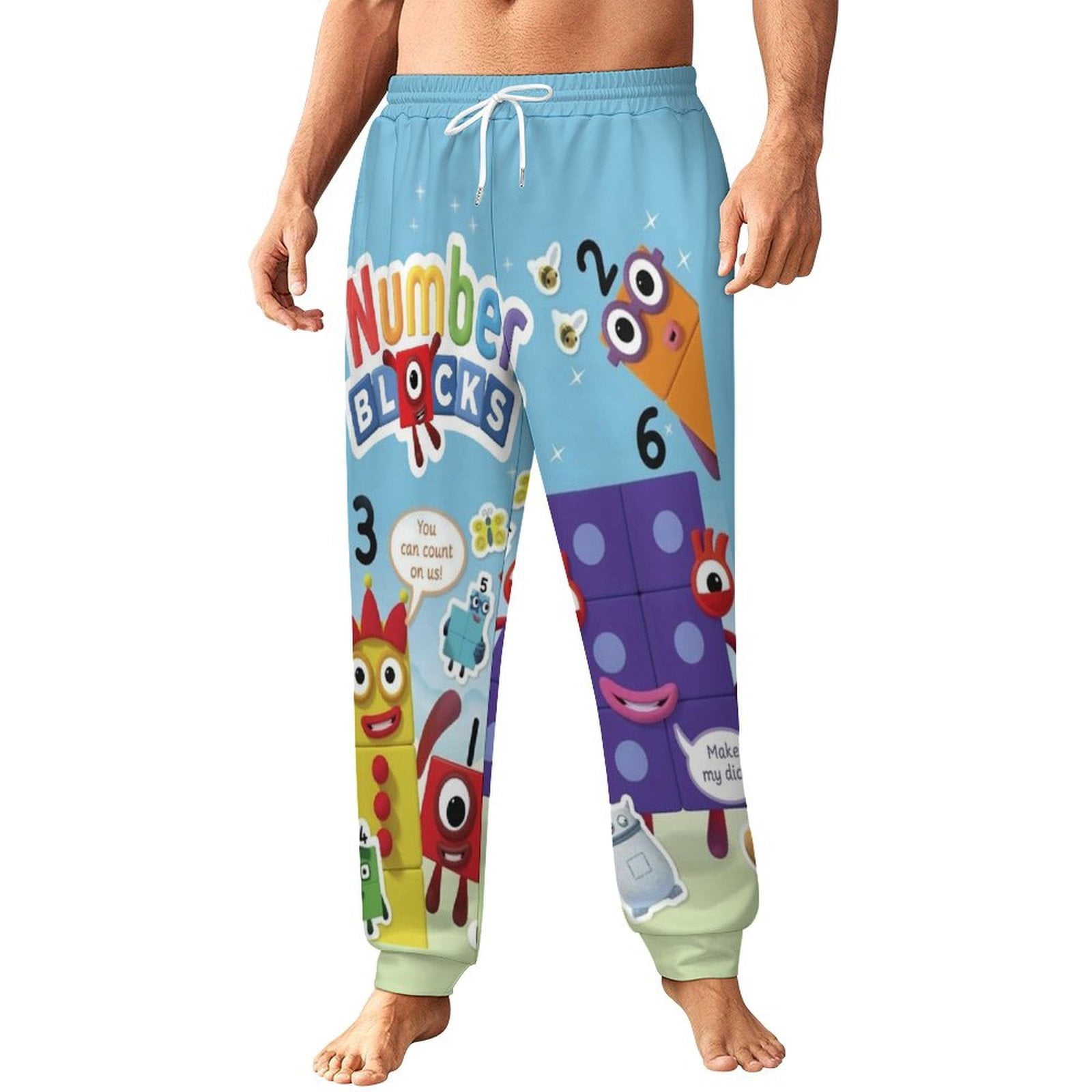 Men's Number Cartoon Show Block Jogger Sweatpants Stylish Loose ...