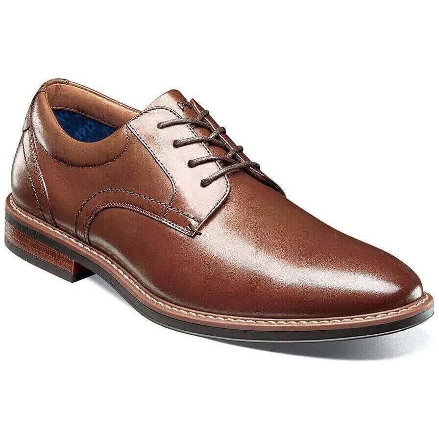 Men's Nunn Bush Centro Flex Plain Toe Oxford Dress Shoes Cognac 84982 ...