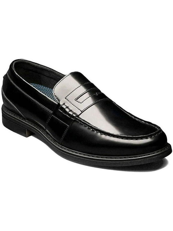 Men's Nunn Bush Lincoln Moc Toe Penny Loafer Shoes Leather Burgundy ...