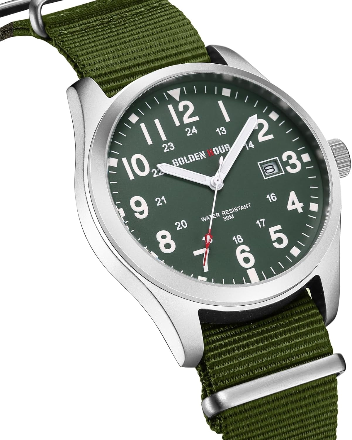 Men's Nylon Slip-Thru Strap Watch with Military Time Easy Read Dial ...