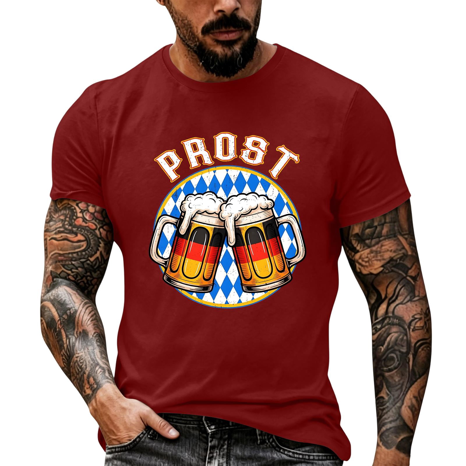 Men's Oktoberfest Themed T-Shirt, Short Sleeve Crew Neck Tee, Festive ...