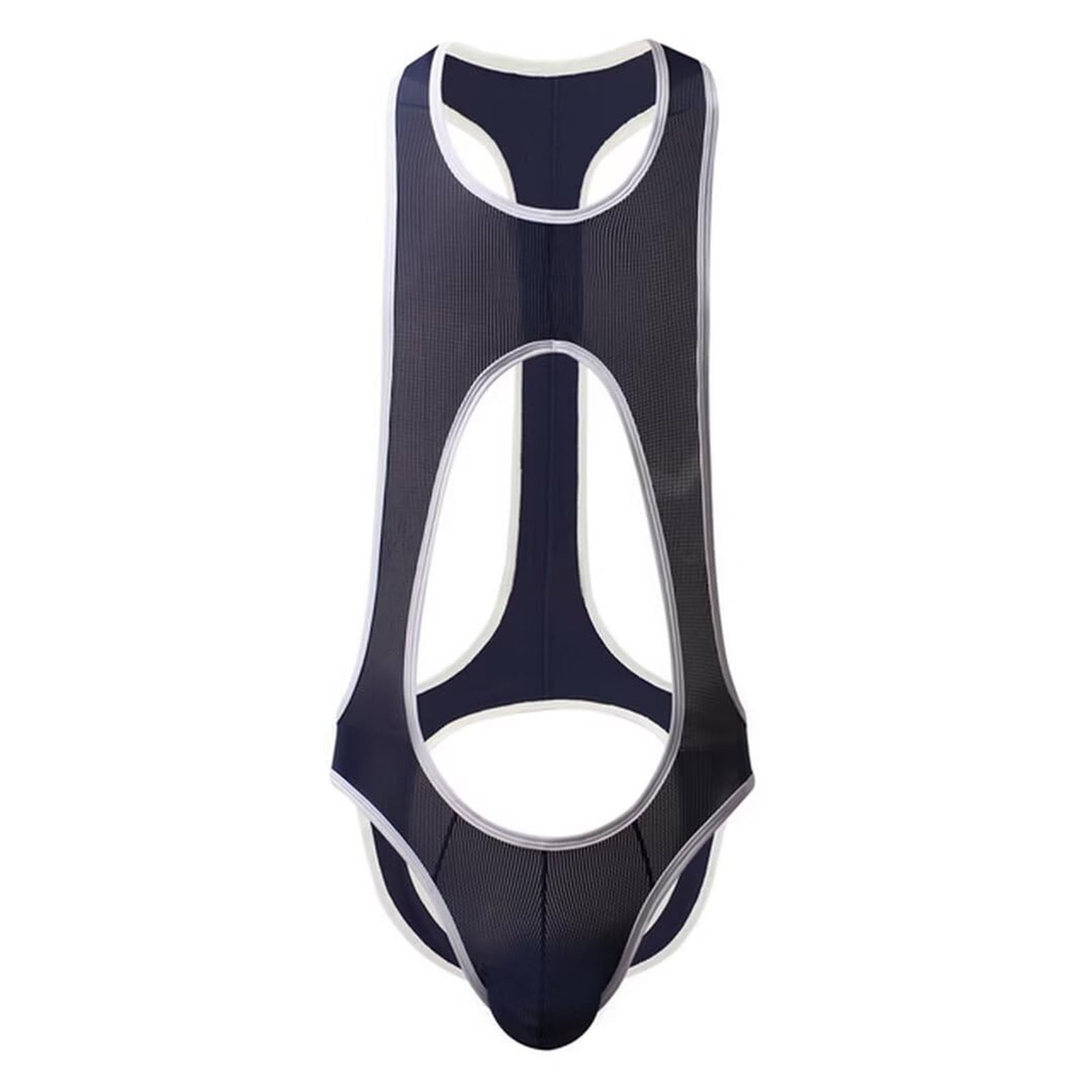 Men's One-Piece Bodysuit Jockstrap Wrestling Singlet Leotard Sheer Mesh ...