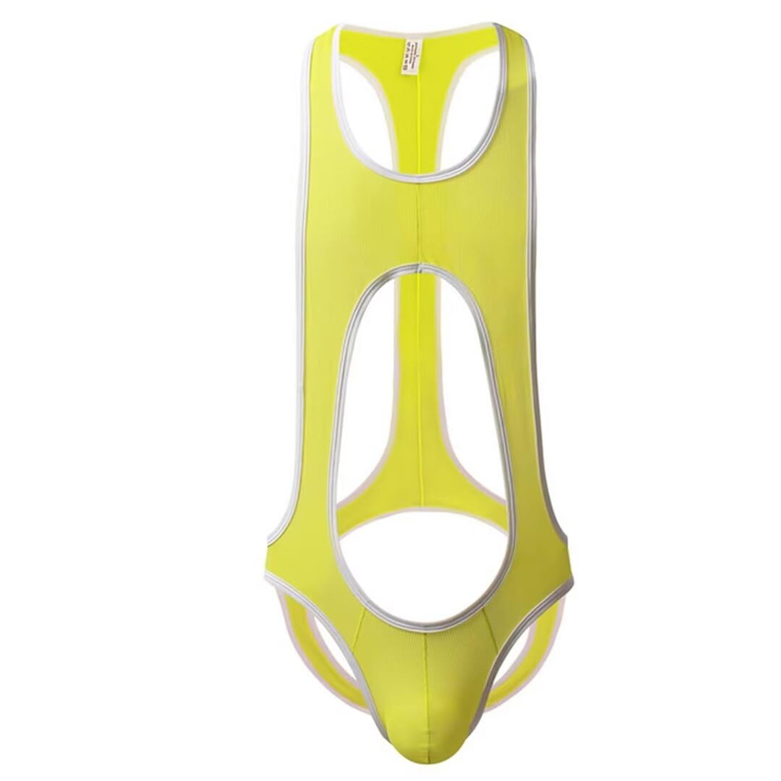 Men's One-Piece Bodysuit Jockstrap Wrestling Singlet Leotard Sheer Mesh ...