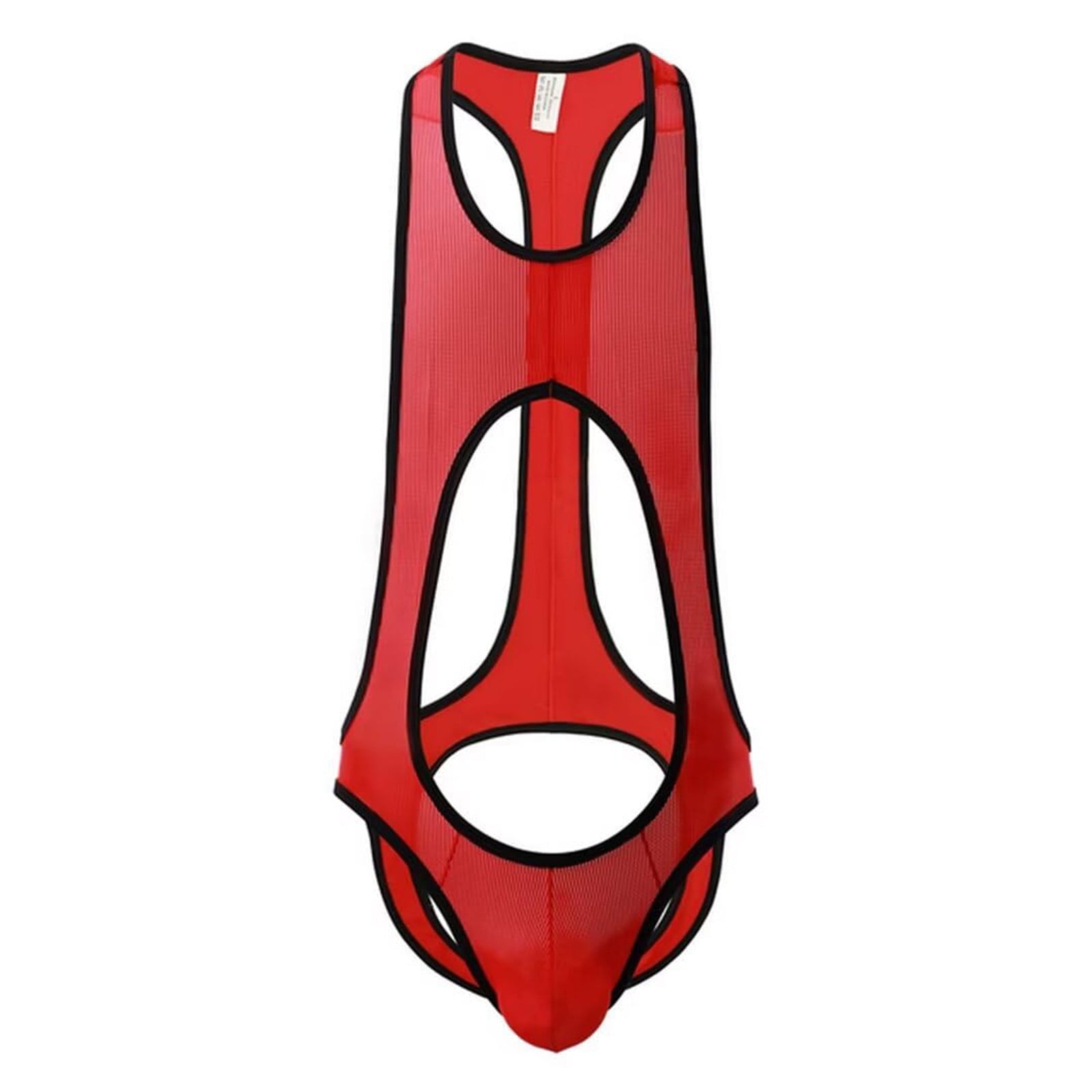 Men's One-Piece Bodysuit Jockstrap Wrestling Singlet Leotard Sheer Mesh ...