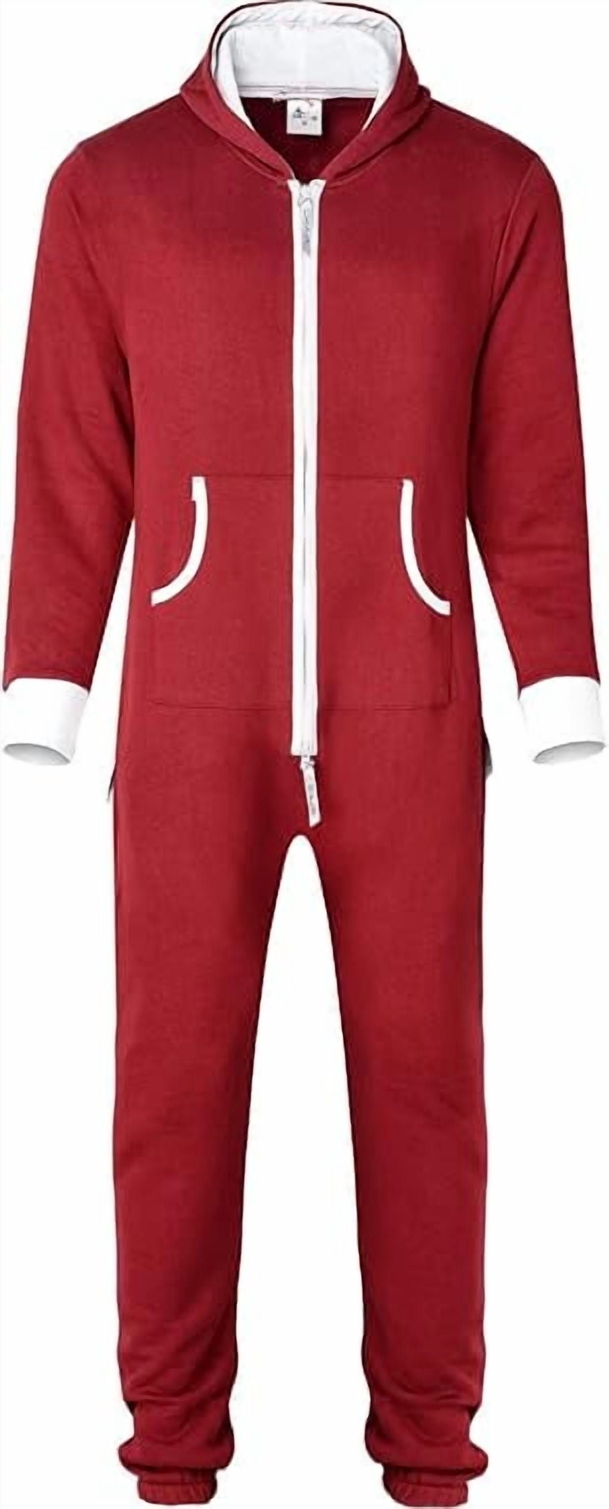Men’s Onesies, Unisex Plain One-Piece Pajama Jumpsuit – Hooded Plain ...