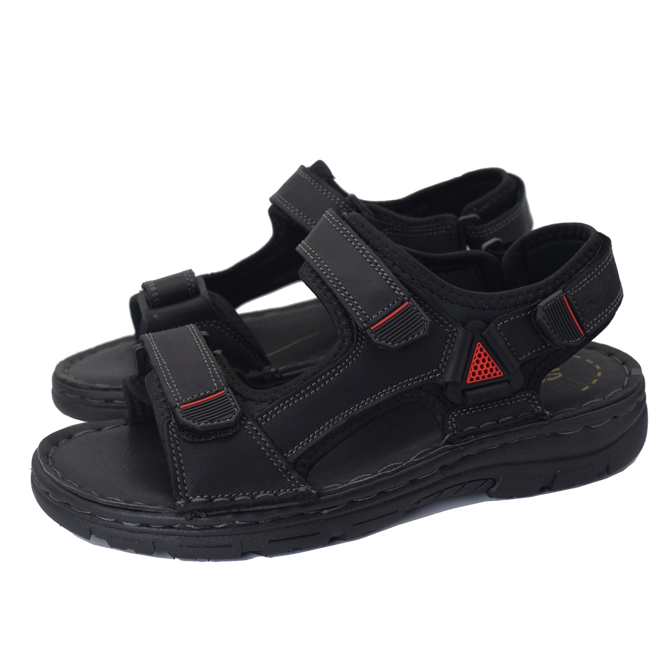 Men's Open Toe Casual Sandals Leather Stitching Summer Outdoor Beach ...