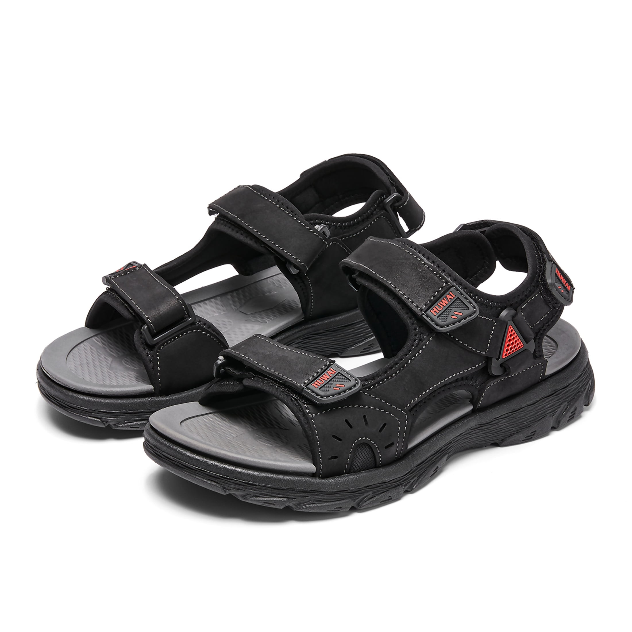 Men's Open Toe Hiking Sandals Arch Support Casual Leather Sandals for ...