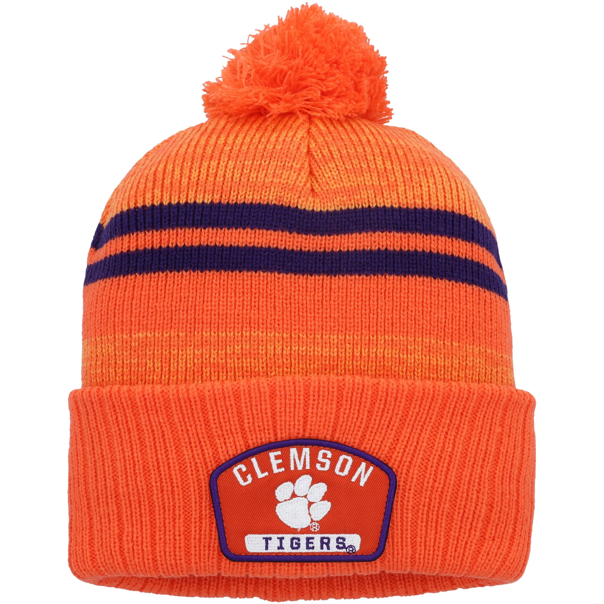 Men's Orange Clemson Tigers Mass Rockford Cuffed Knit Hat with Pom ...