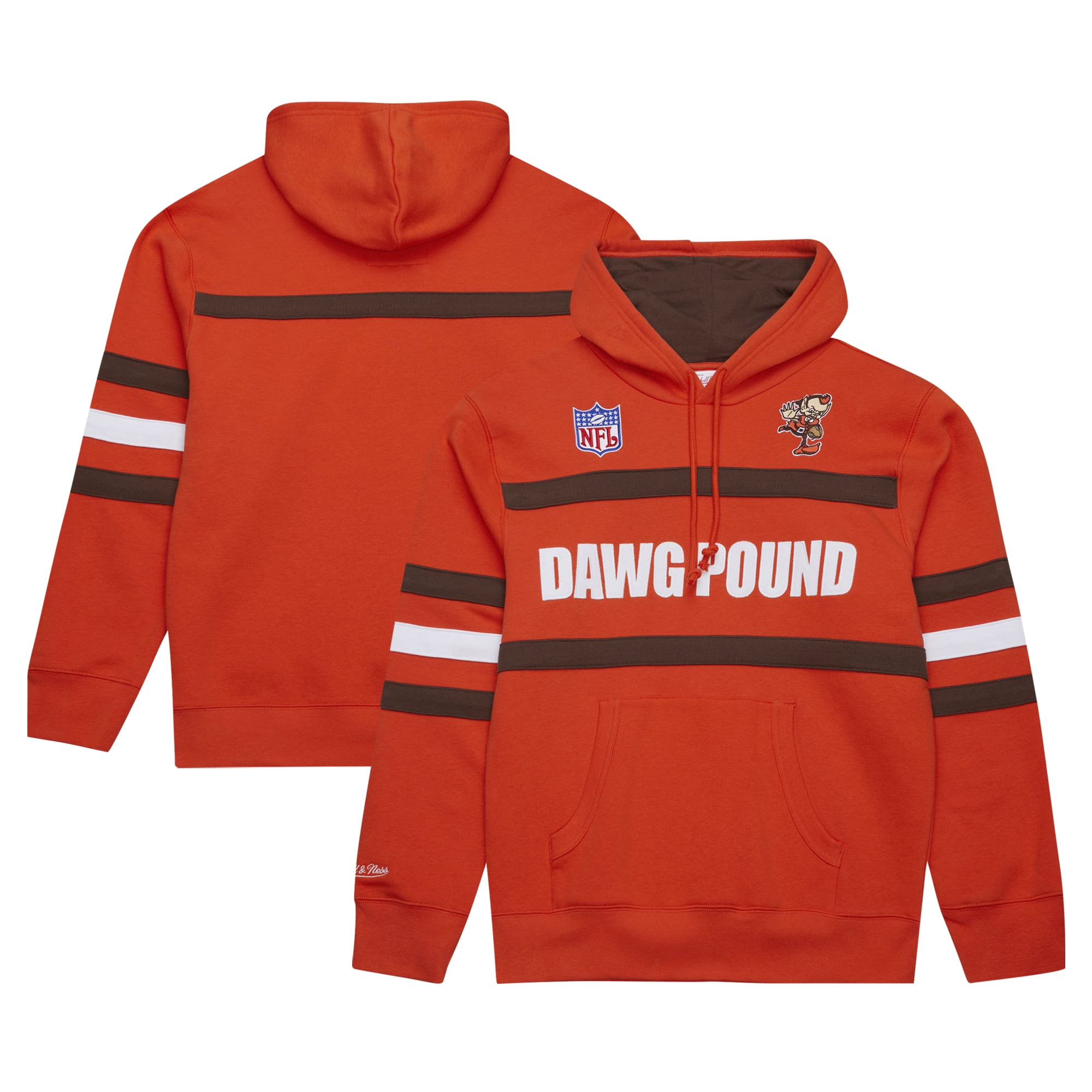Men's Orange Cleveland Browns Vintage Logo Head Coach Fleece Pullover ...