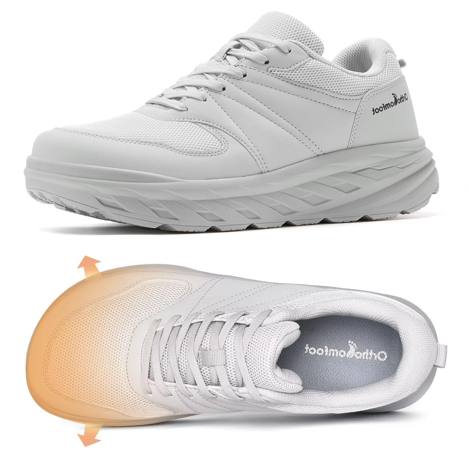 Men's Orthopedic Diabetic Wide Walking Shoes: Comfortable Arch Support ...