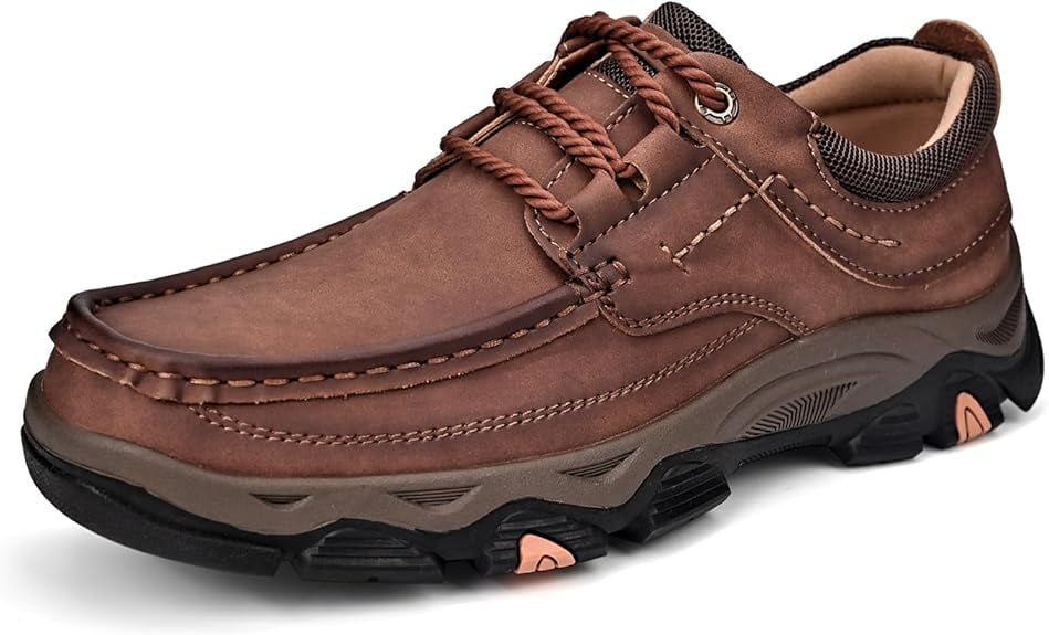 Men's Orthopedic Walking Shoes Genuine Leather Slip On Loafers Arch Support Lightweight ...