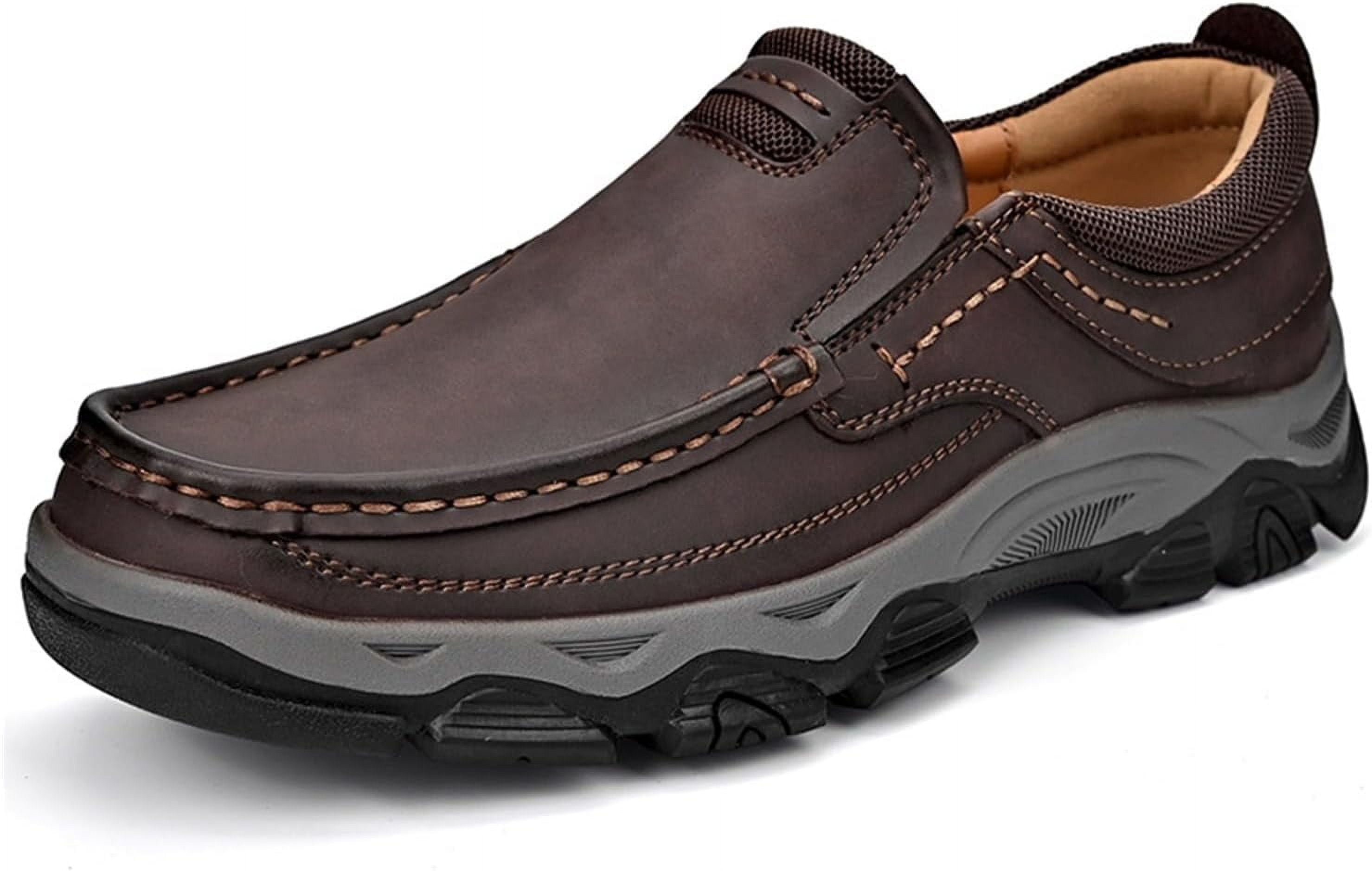 Men's Orthopedic Walking Shoes Genuine Leather Slip On Loafers Arch Support Lightweight ...