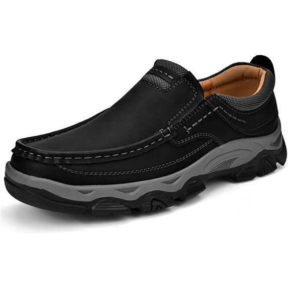 Men's Orthopedic Walking Shoes Genuine Leather Slip On Loafers Arch Support Lightweight ...