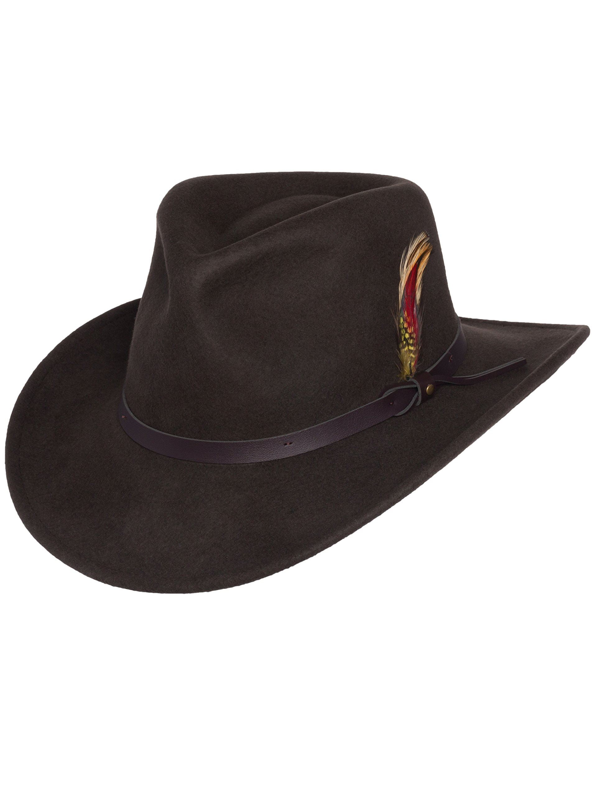 Men's Outback Wool Cowboy Hat Montana Brown Crushable Western Felt by ...