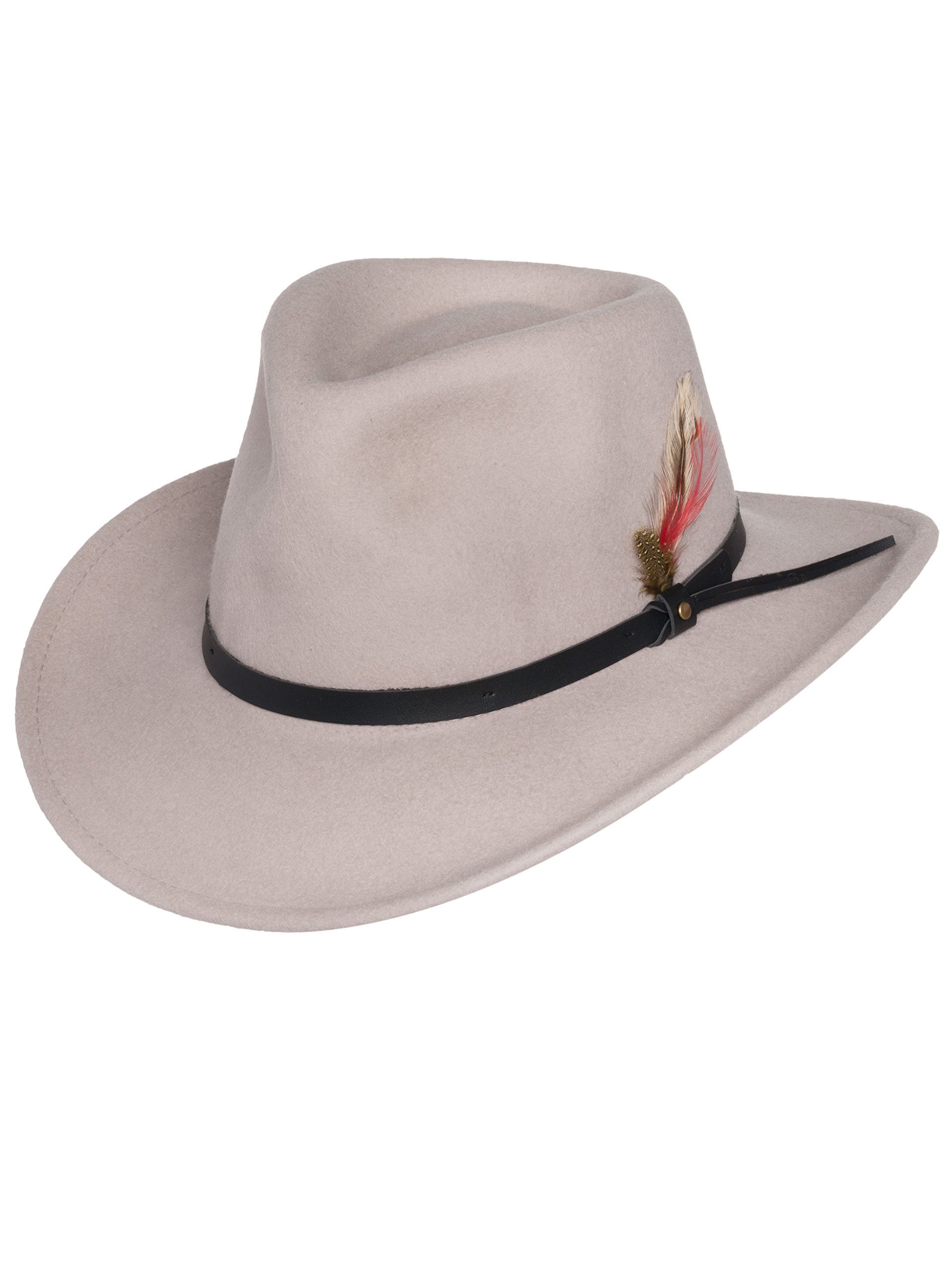 Men's Outback Wool Cowboy Hat Montana Putty Silver Belly Crushable ...