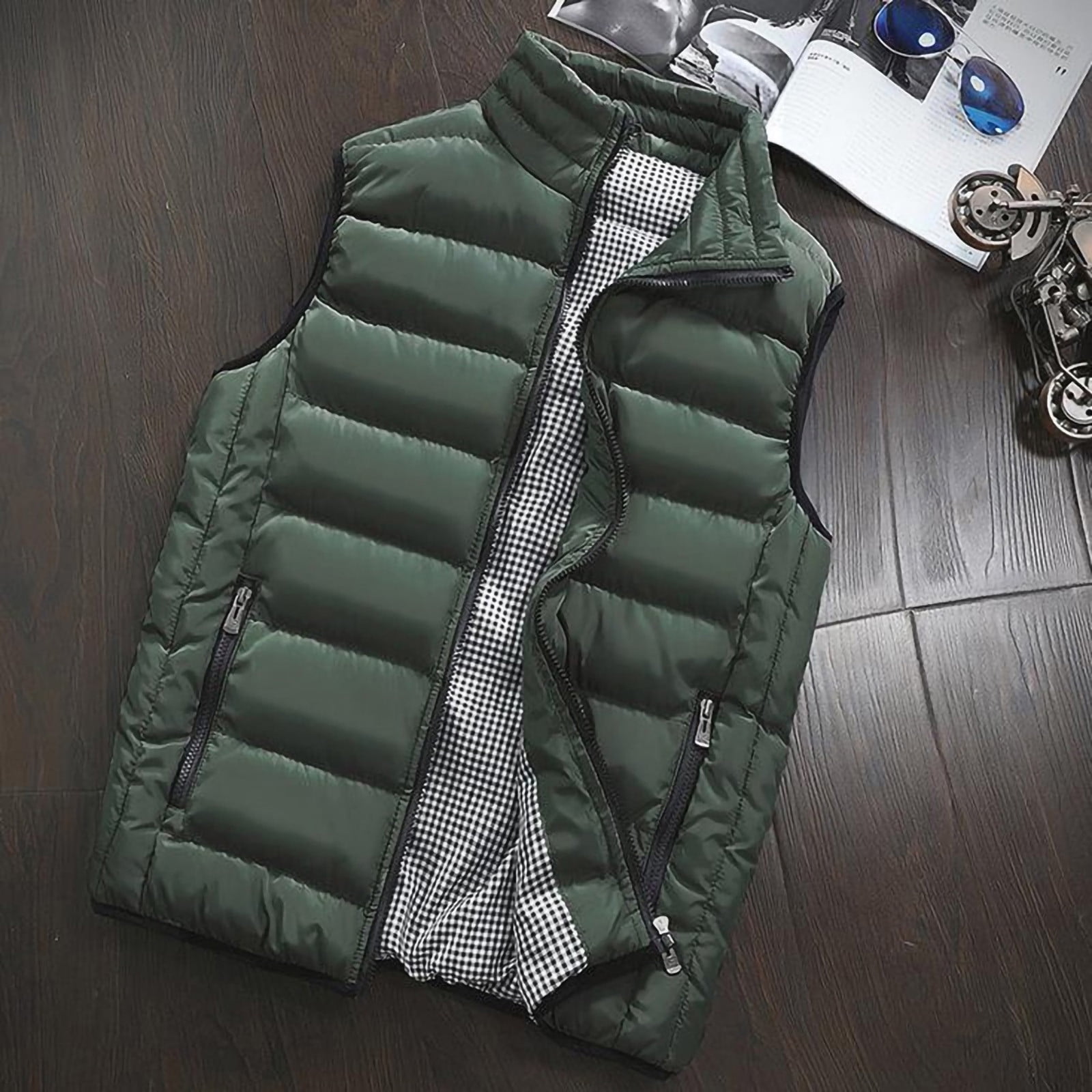Men's Outdoor Casual Stand Collar Vest Padded Jacket Coat Vest,Men ...