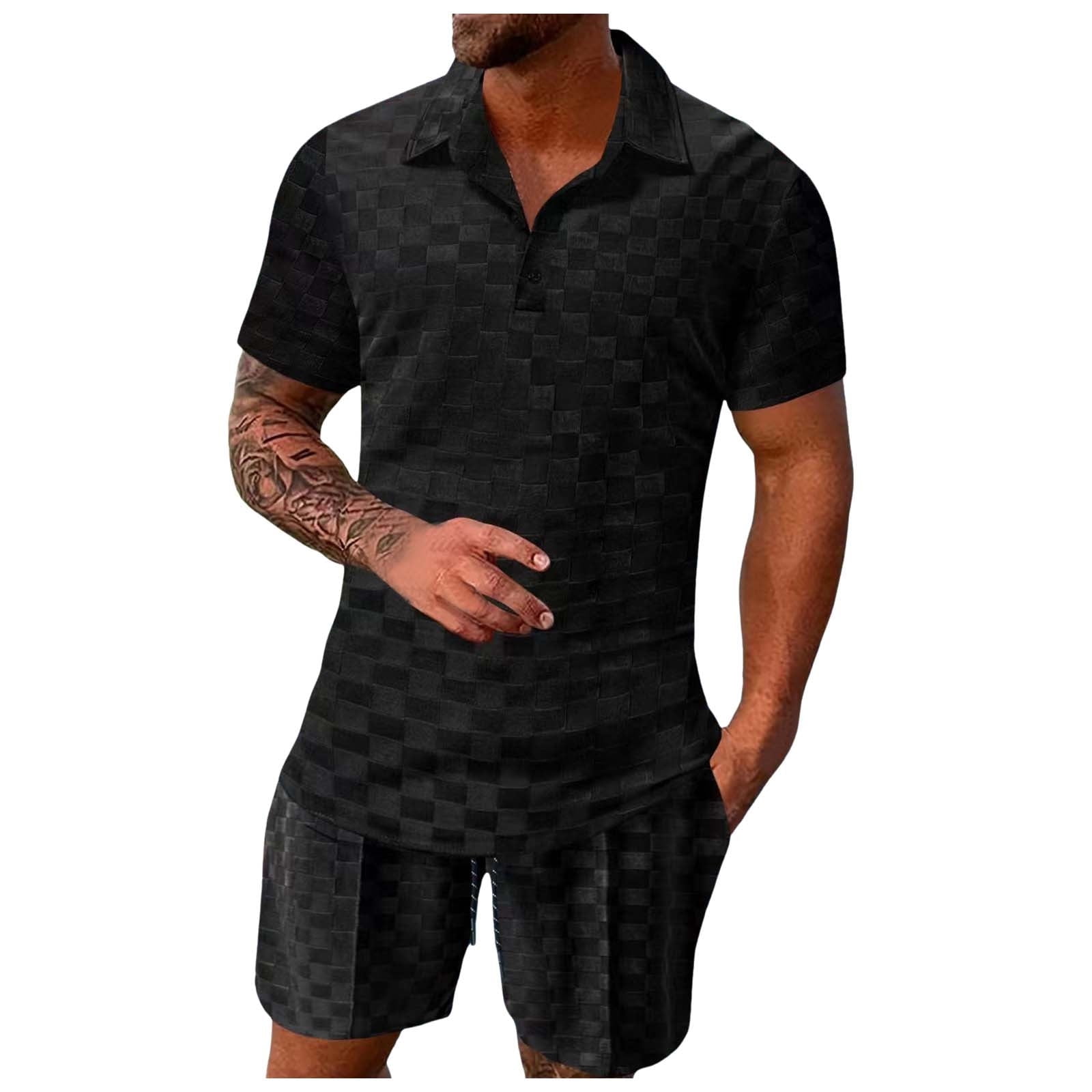 Men's Outfits Color Block Oversized Matching T-Shirt and Shorts Loose ...