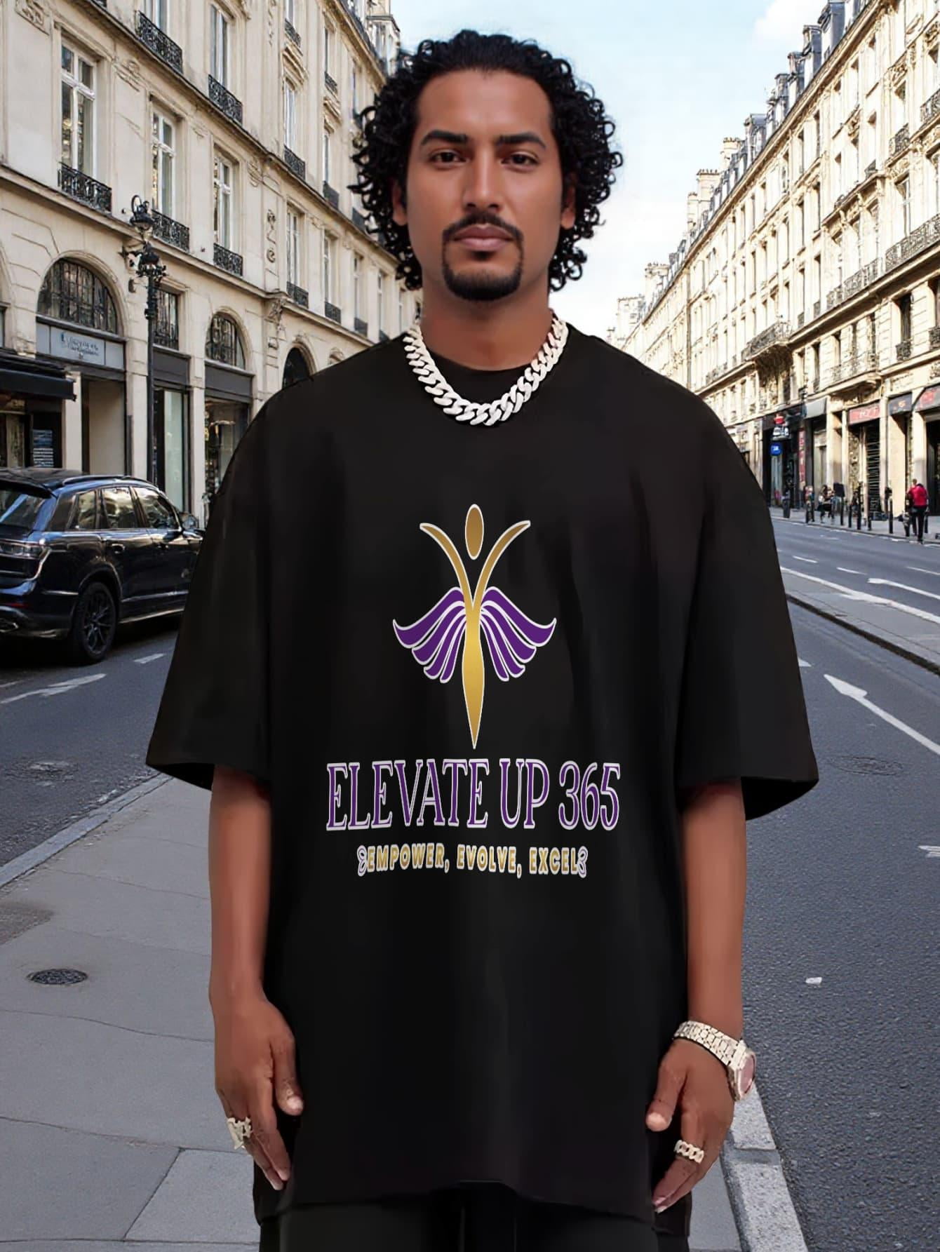 Men's Oversize Loose Fit T-Shirt, 180g Pure Cotton Casual Graphic Tee, Back to School Style ...