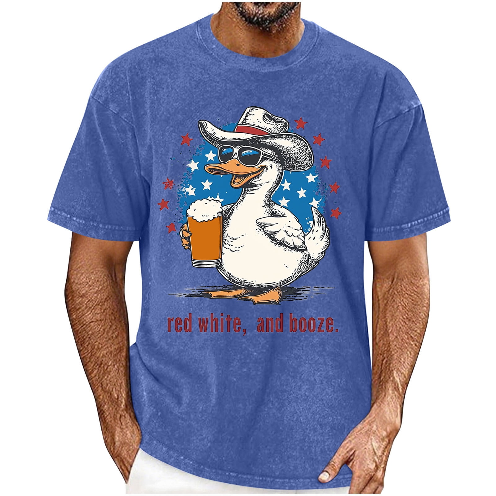 Men's Oversized Independence Day Print T-Shirt Short Sleeve Crew Neck ...