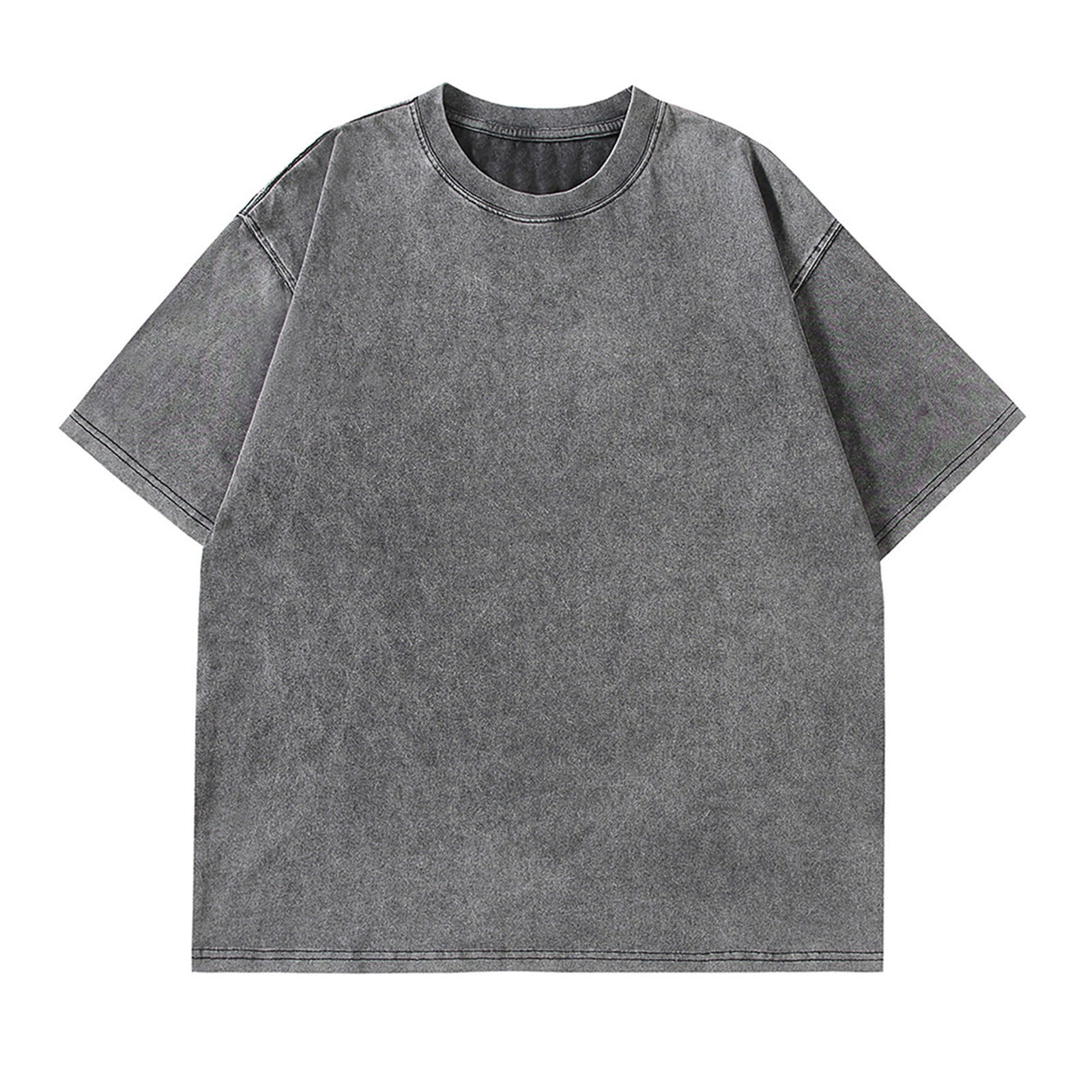 Men's Oversized T-Shirts Short Sleeve Casual Wash Solid Basic Tee Tops ...