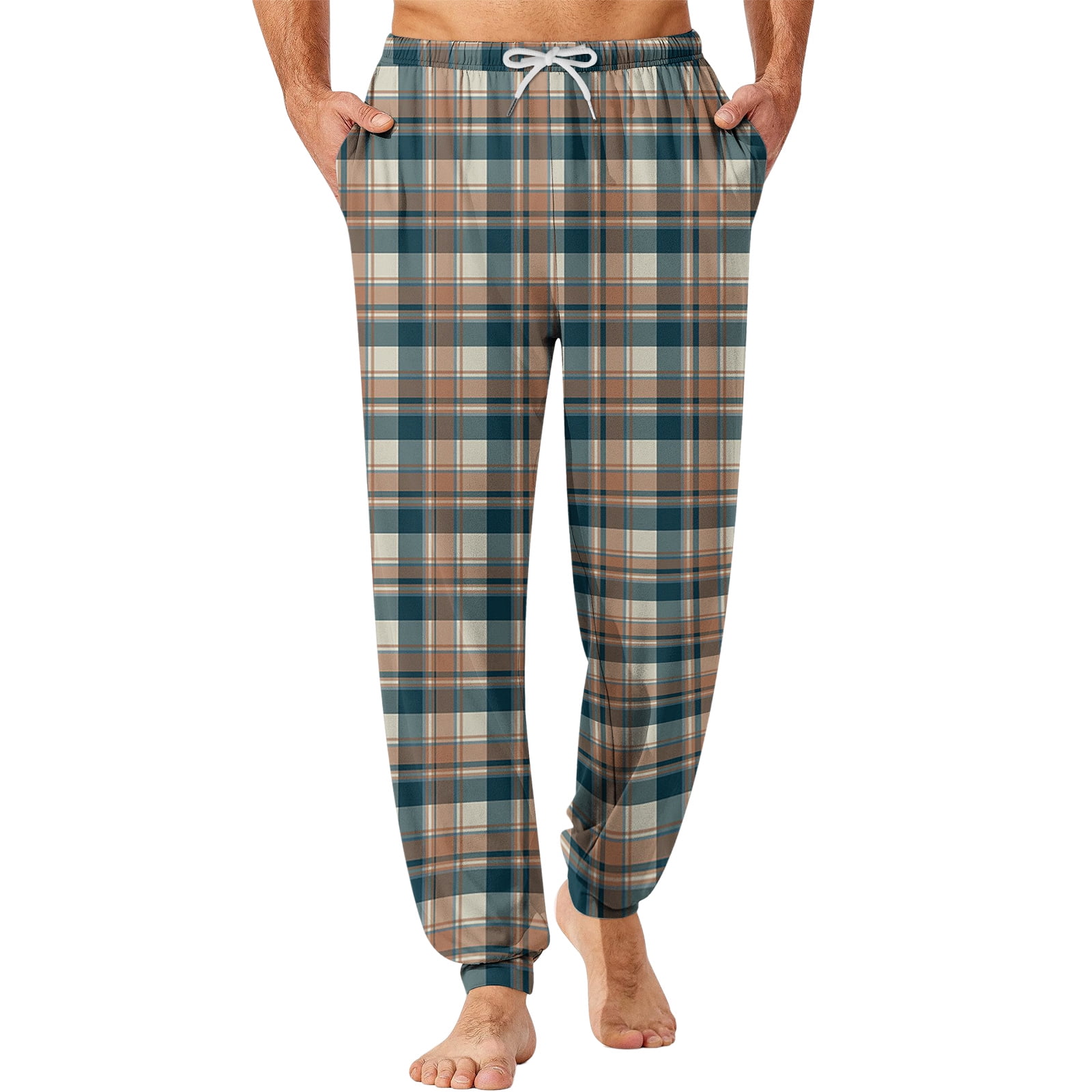 Men’s PJ Bottoms Plaid Pajama Pants with Pockets - Walmart.com