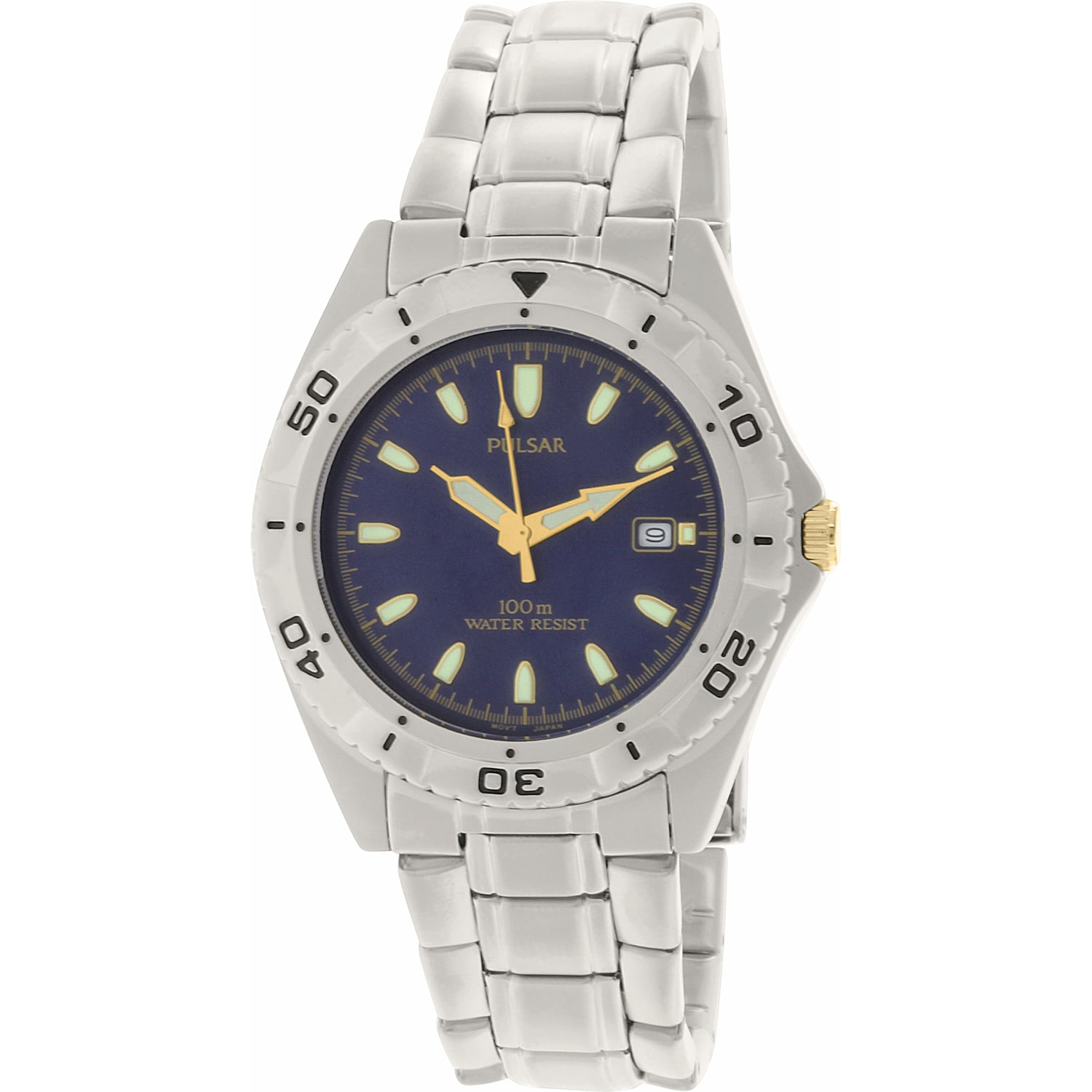 Men's PXD681X Silver Stainless-Steel Quartz Watch - Walmart.com