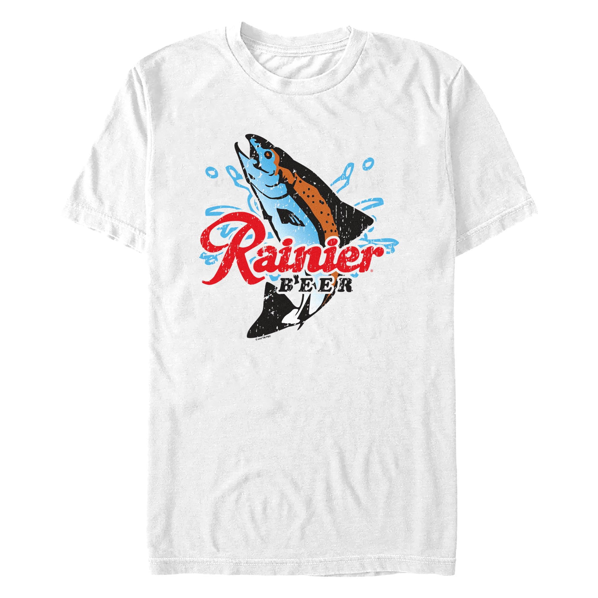 Men's Pabst Blue Ribbon Rainier Fishing Logo Graphic T-Shirt - Walmart.com