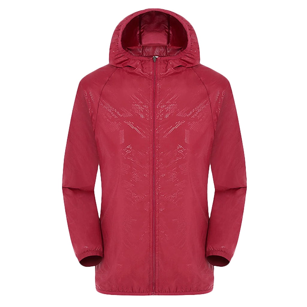 Men's Packable Rain Jacket Lightweight Long Sleeve Hooded Sun Protector ...