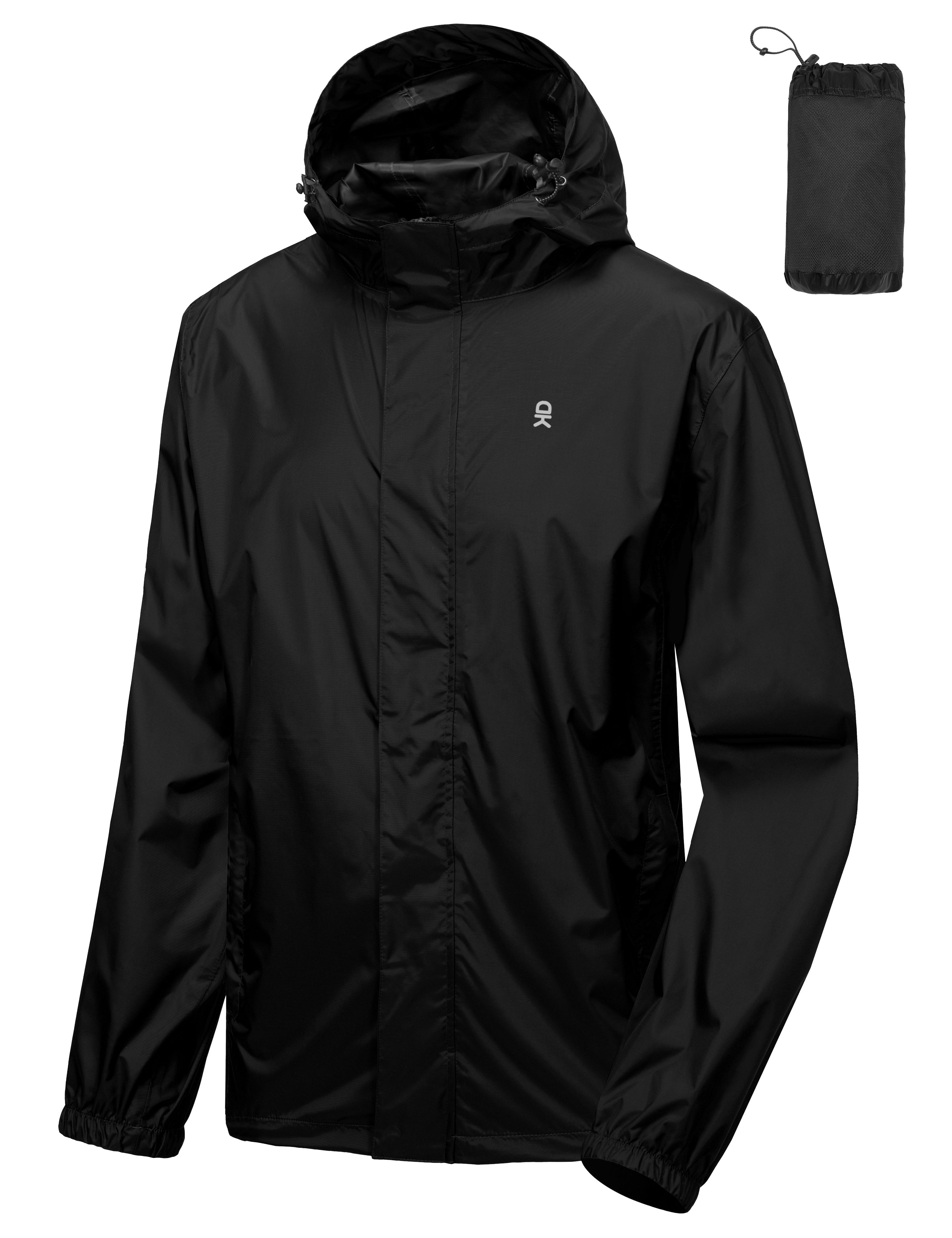 Men's Packable Rain Jacket Windbreaker Waterproof Lightweight Rain Coat ...