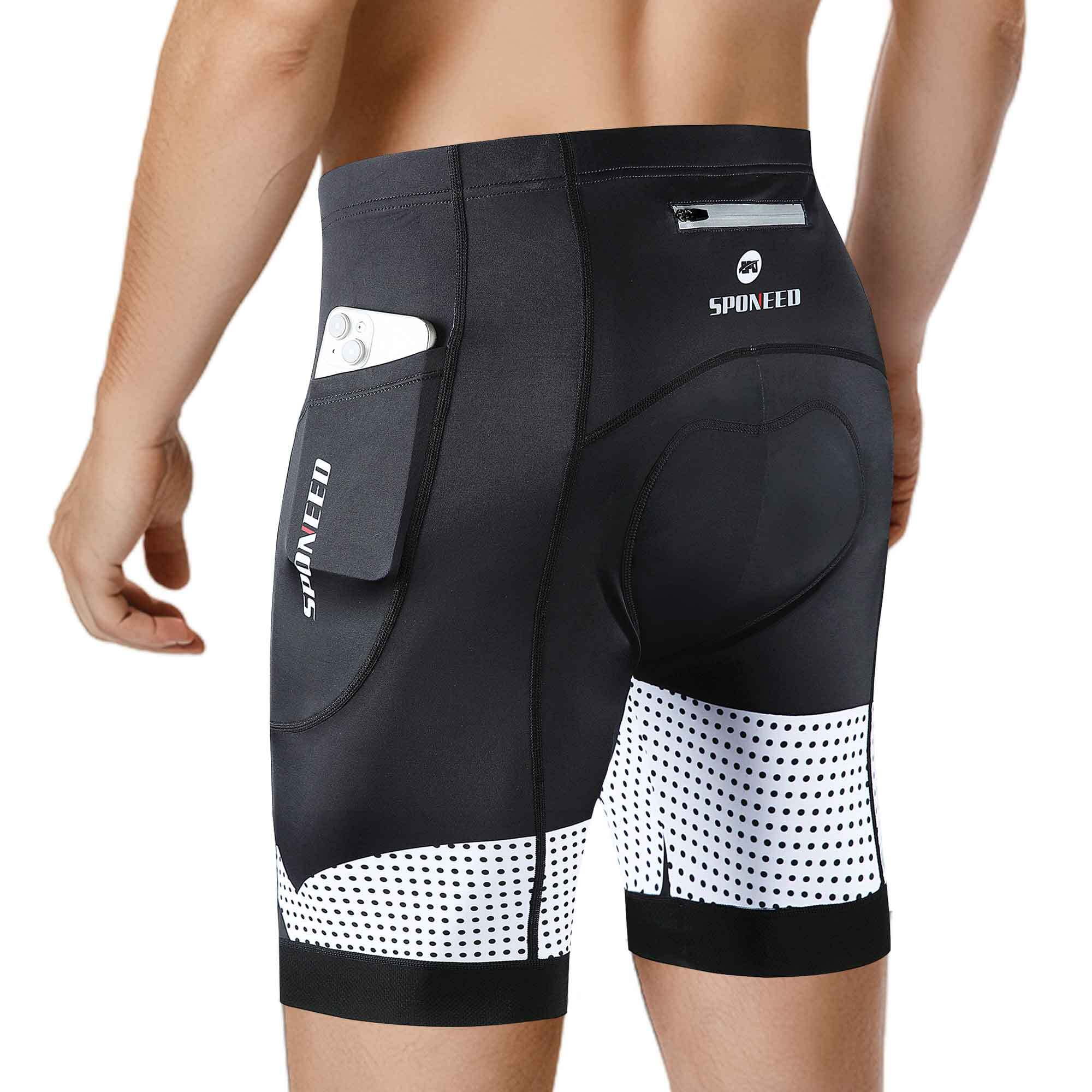 Men's Padded Cycling Shorts Bike Biking Tights with Zipper Pocket Mountain Bicycle Pants Riding ...