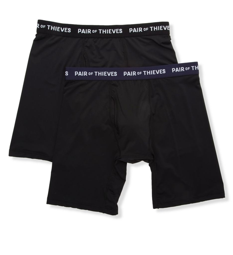 Pair of Thieves Men's Super Fit Long Leg Boxer Briefs, 2 Pack, Black ...